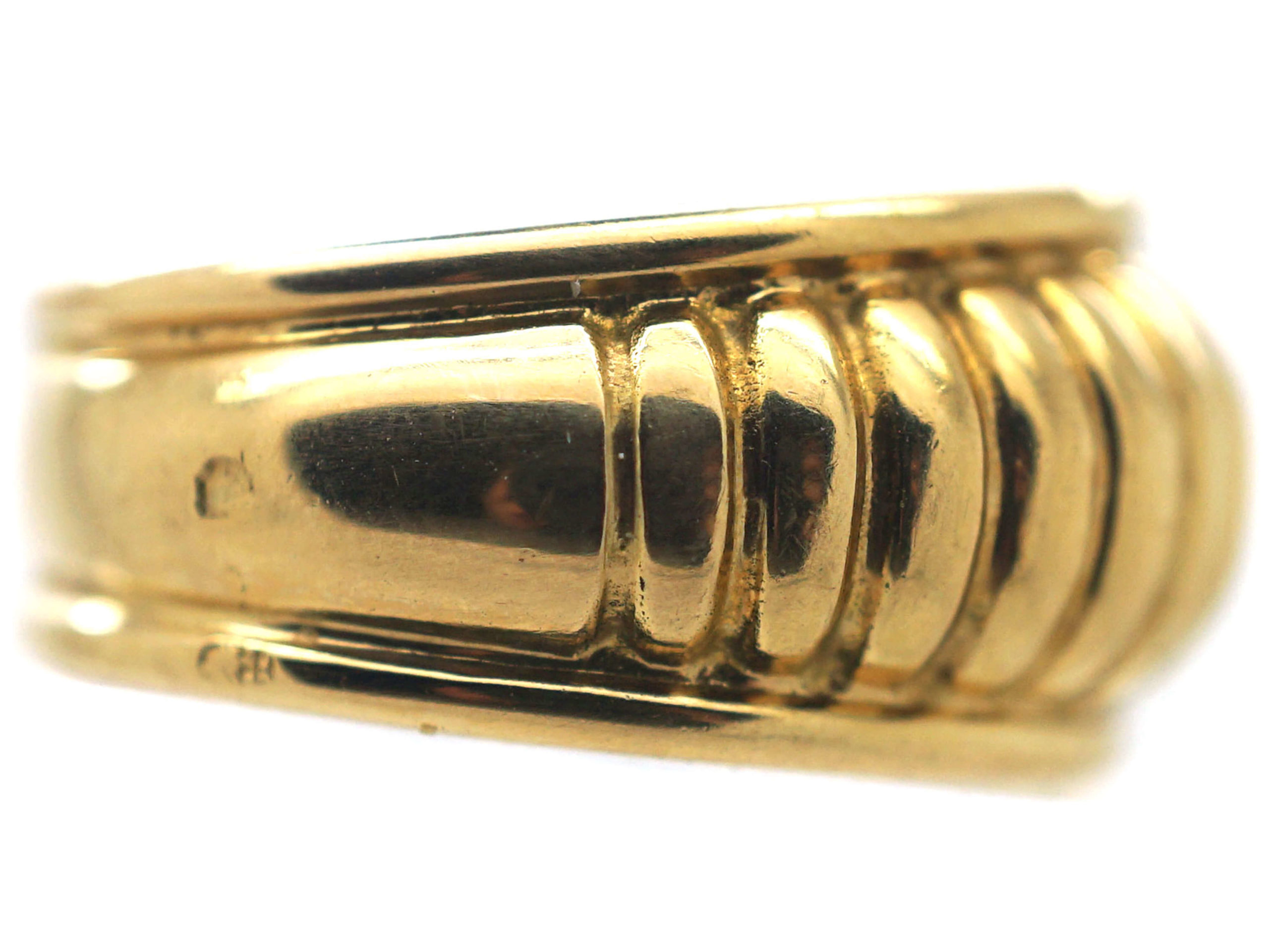 French Art Deco 18ct Gold Ribbed Design Ring (48P) | The Antique ...