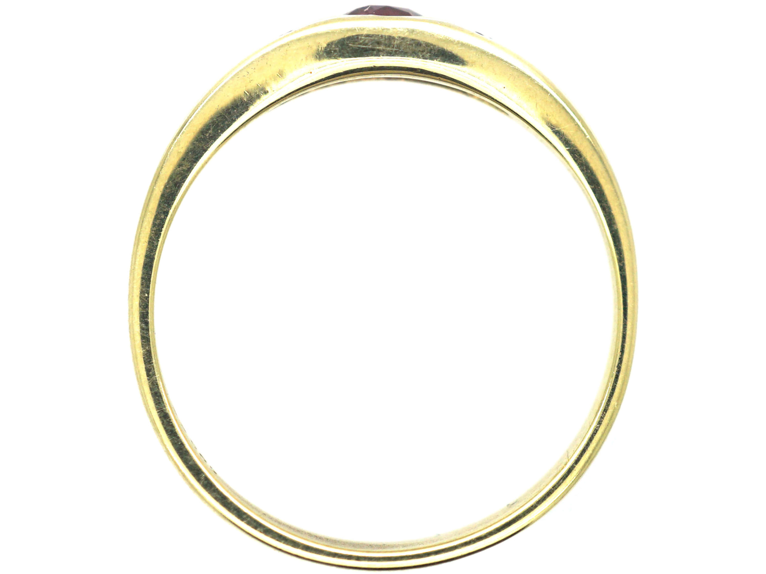 14ct Gold, Ruby & Diamond Three Stone Rub Over Set Ring (115P) | The ...
