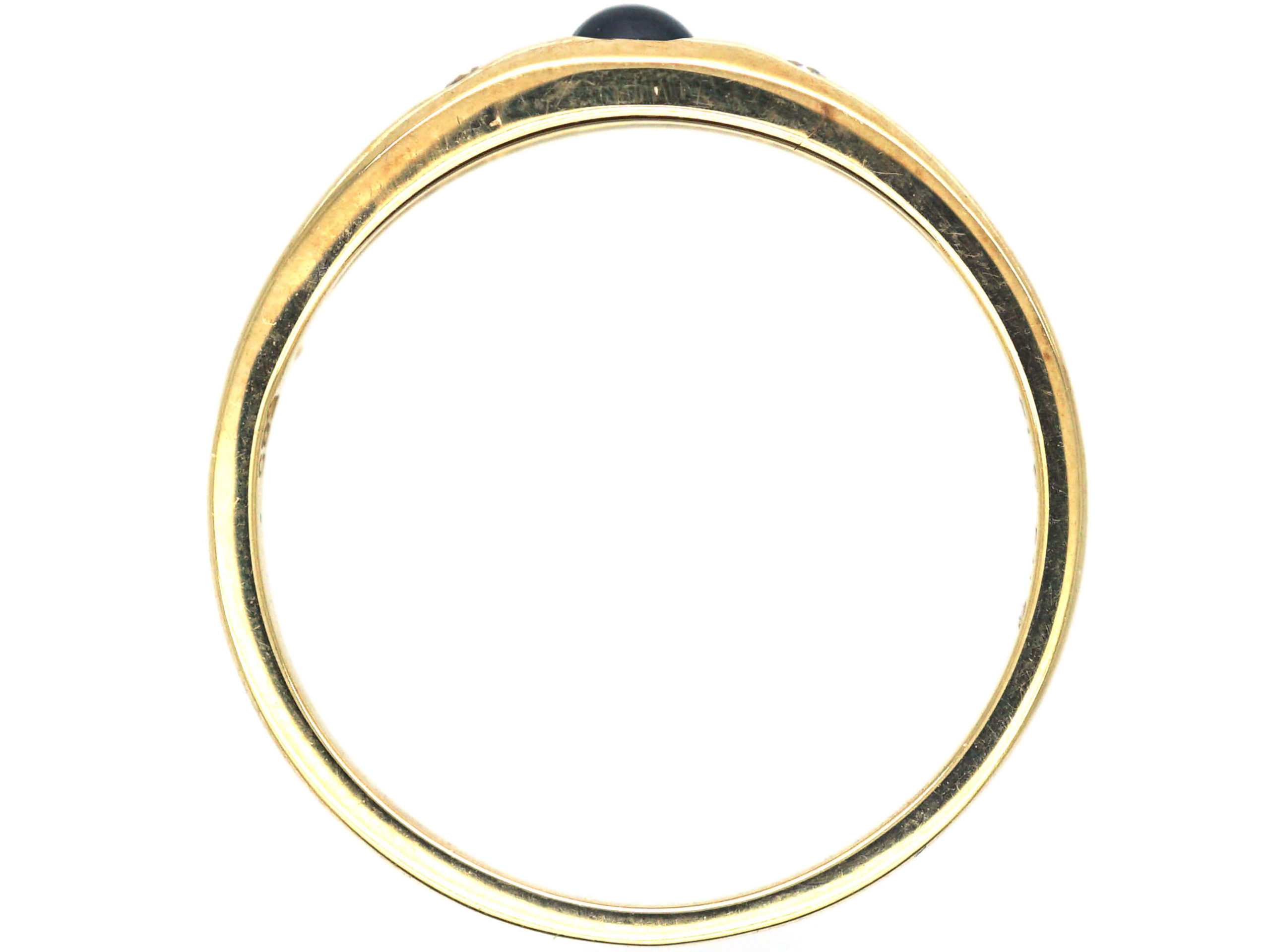 14ct Gold Cabochon Sapphire & Diamond Rub Over Set Ring (117P) | The ...