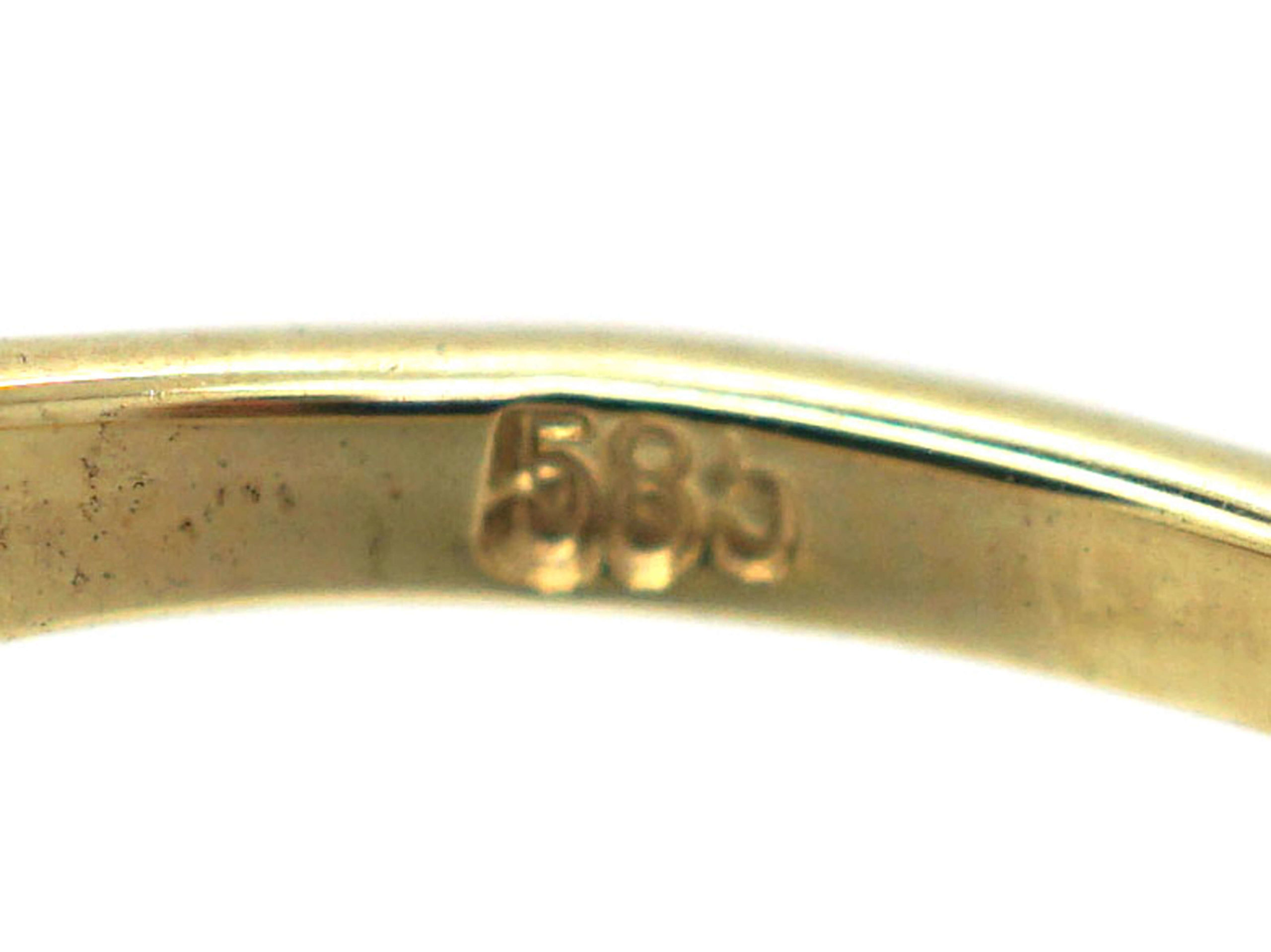 14ct Gold Ruby & Diamond Three Stone Rub Over Set Ring (114P) | The ...