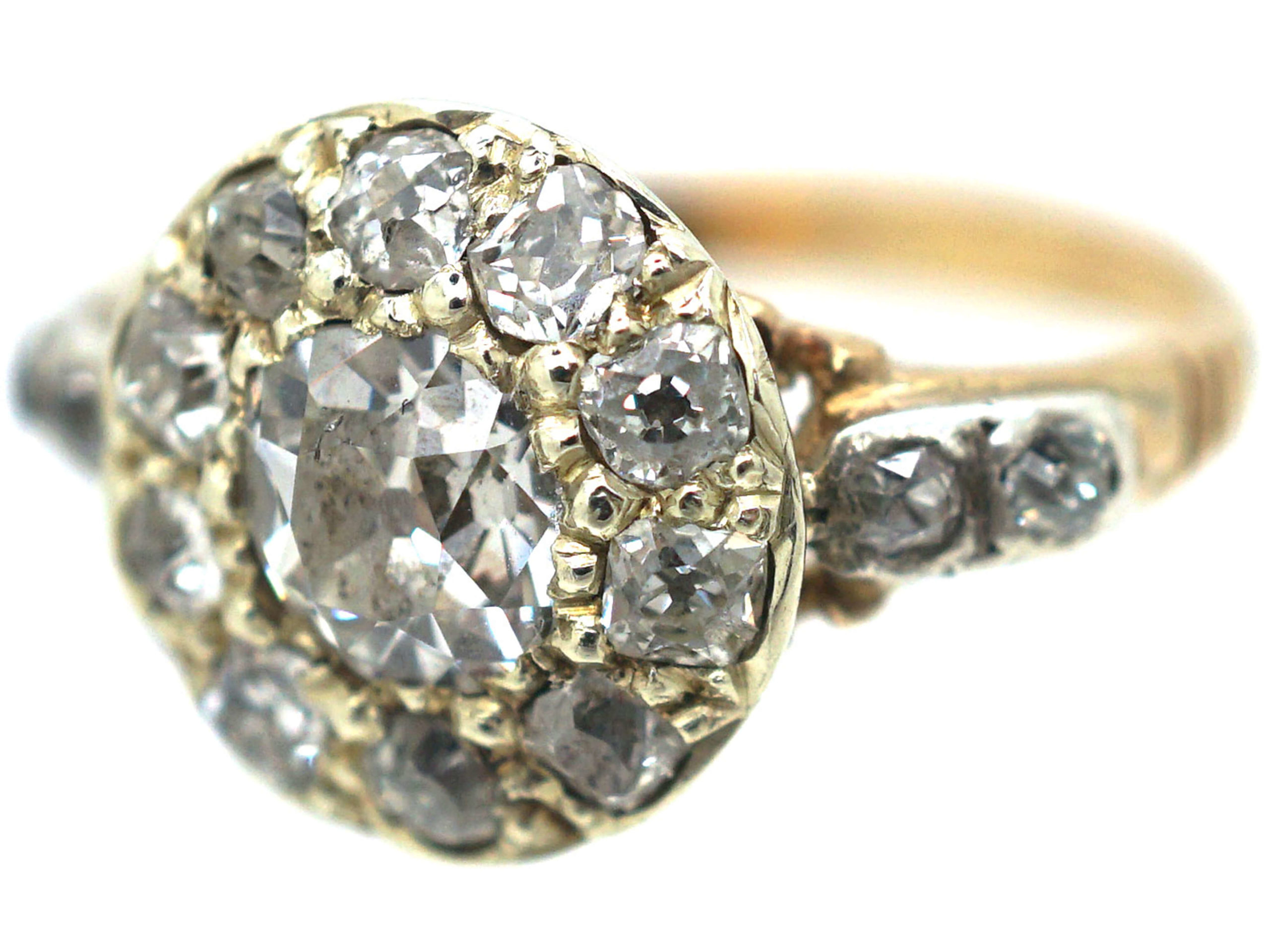 Georgian 18ct Gold Diamond Cluster Ring (356/O) | The Antique Jewellery ...