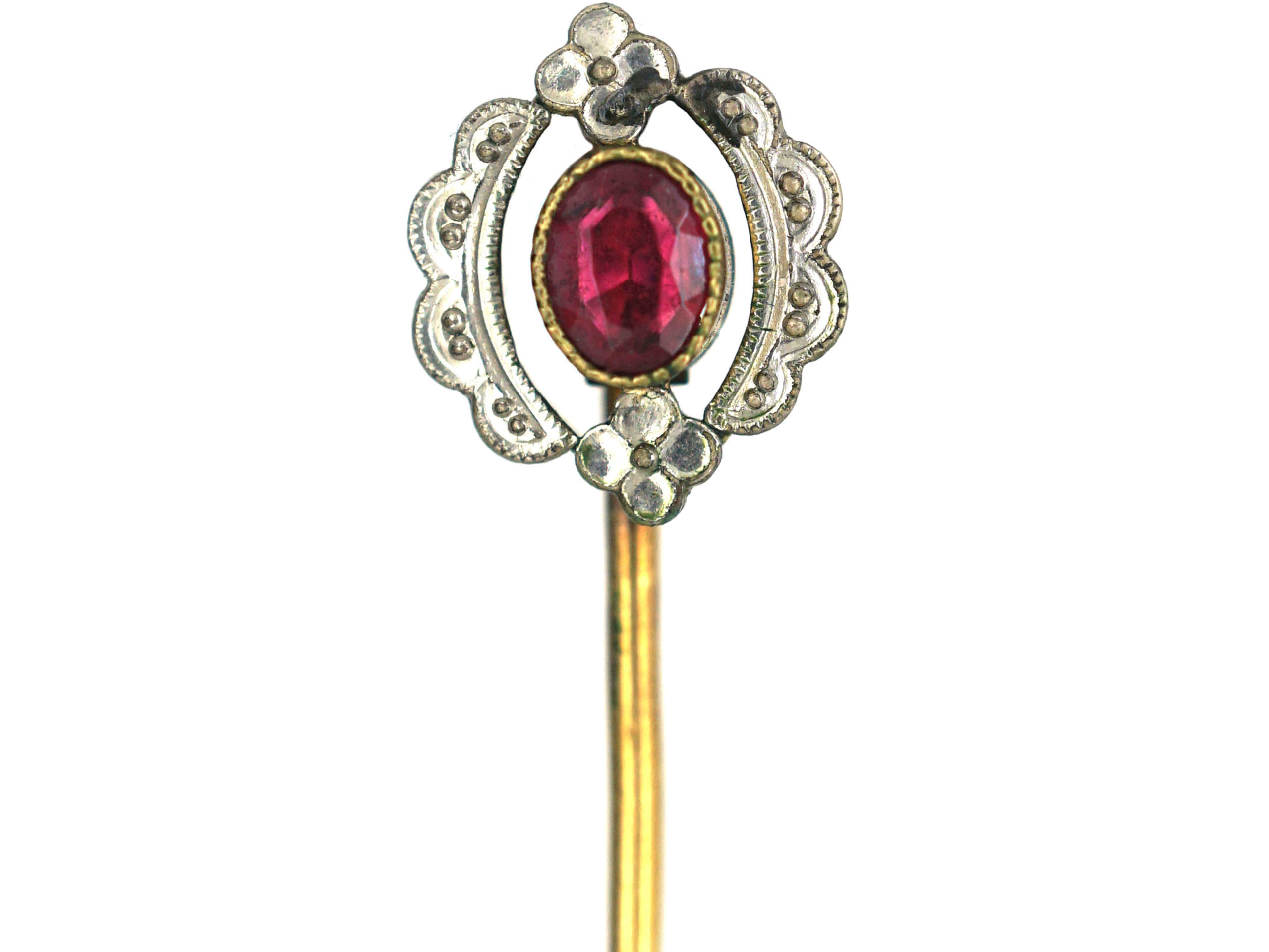 Edwardian Silver & Gold Plated Tie Pin with Red Paste (837N) | The ...