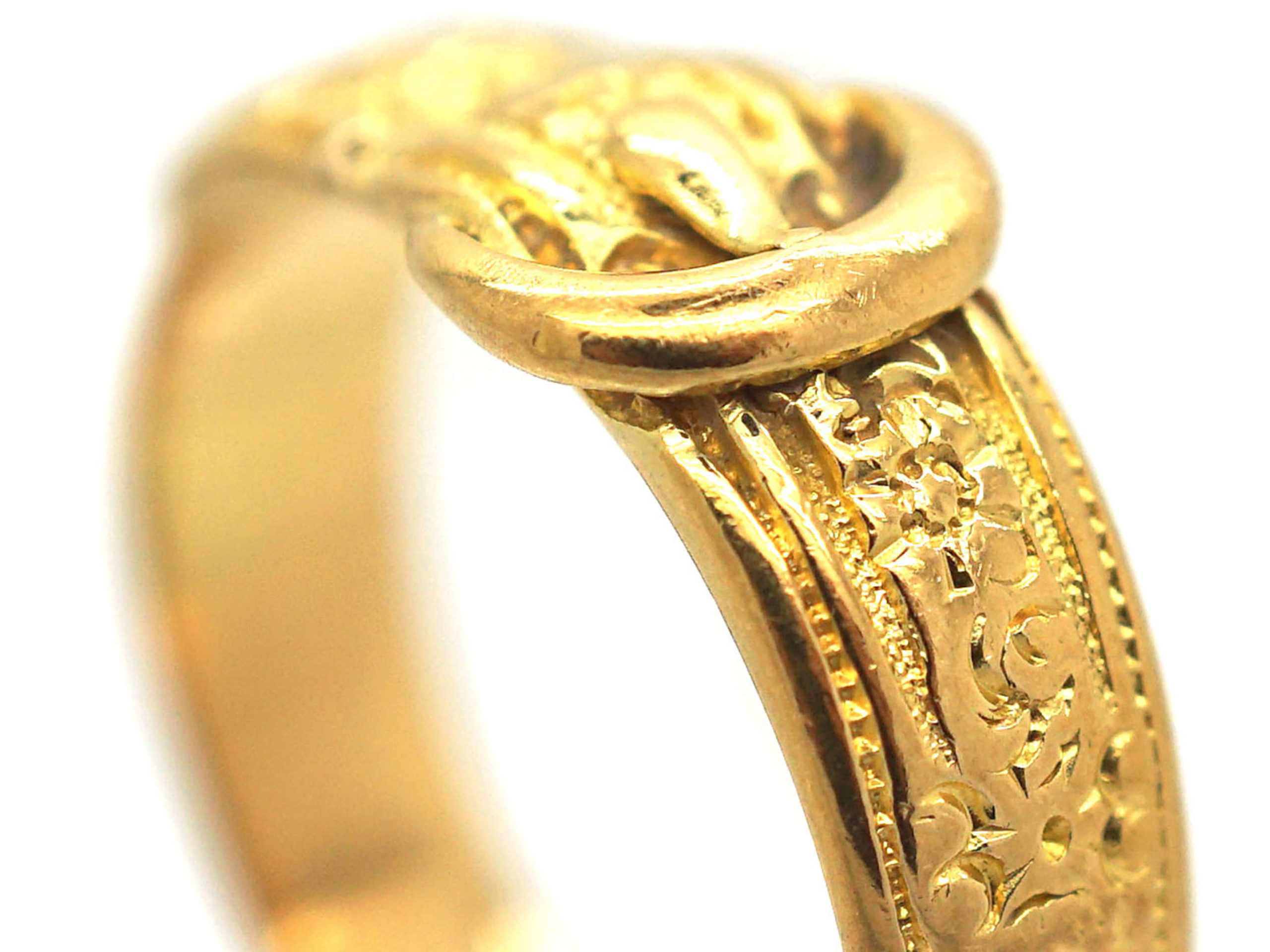 Victorian 18ct Gold & Engraved Flowers Buckle Ring (159P) | The Antique ...