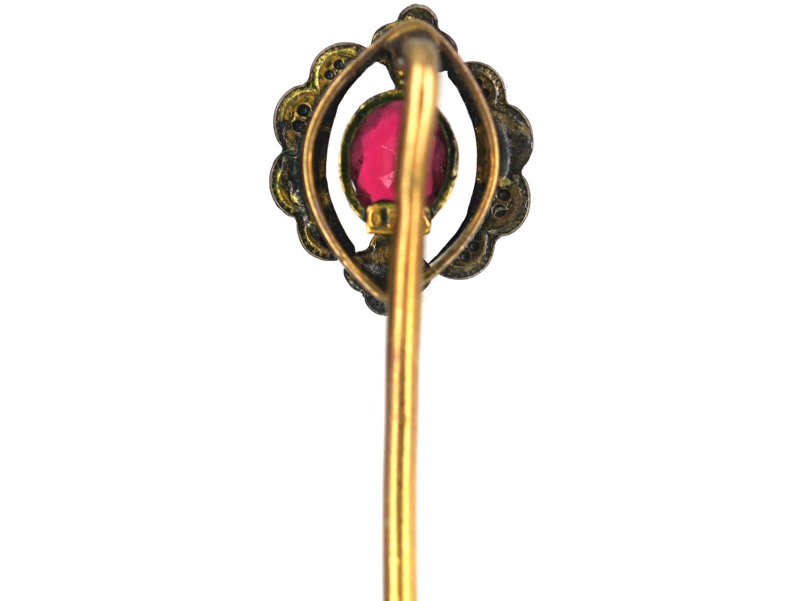 Edwardian Silver & Gold Plated Tie Pin with Red Paste (837N) | The ...