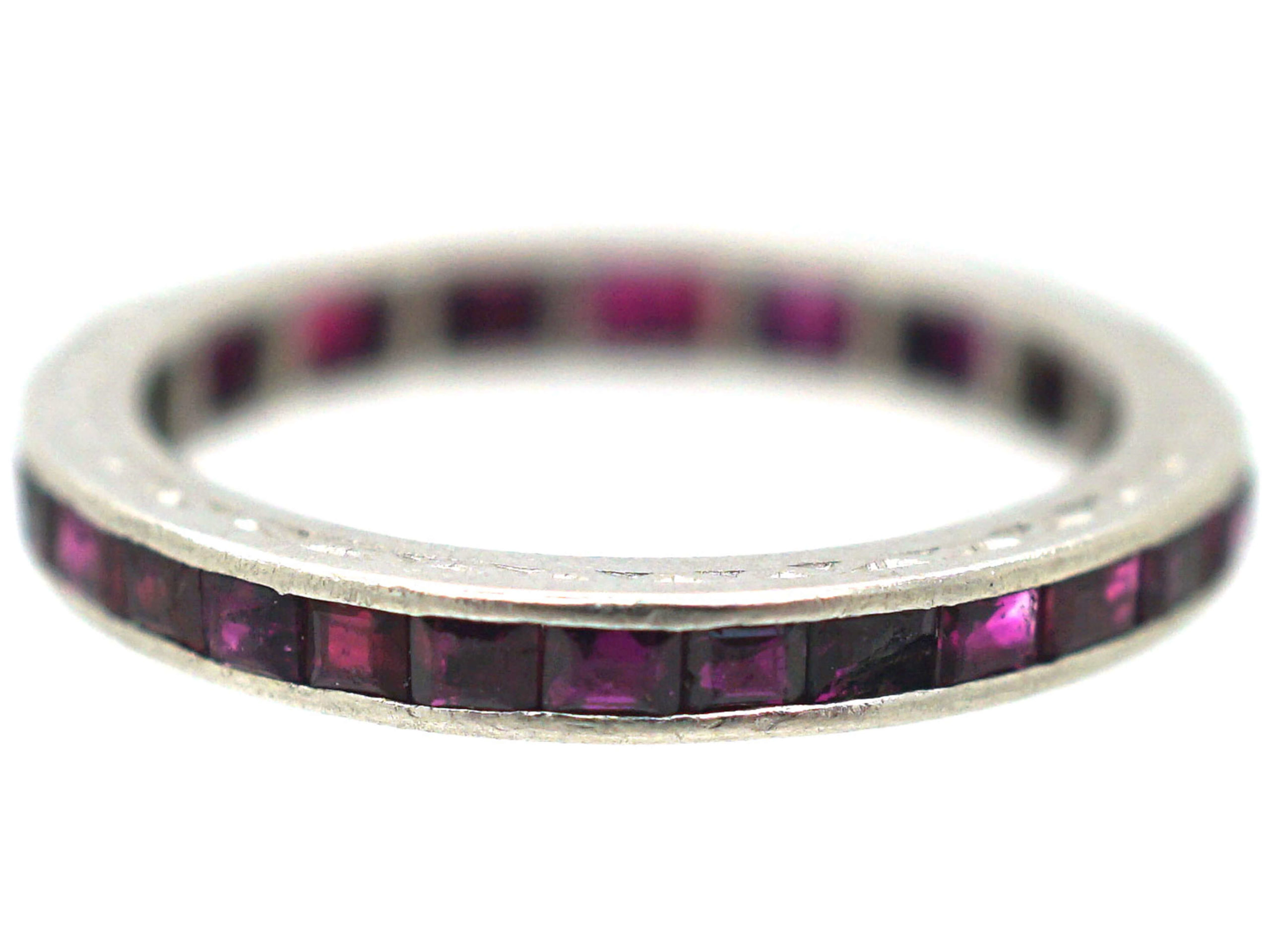 Art Deco 18ct White Gold & Ruby Eternity Ring (162P) | The Antique ...