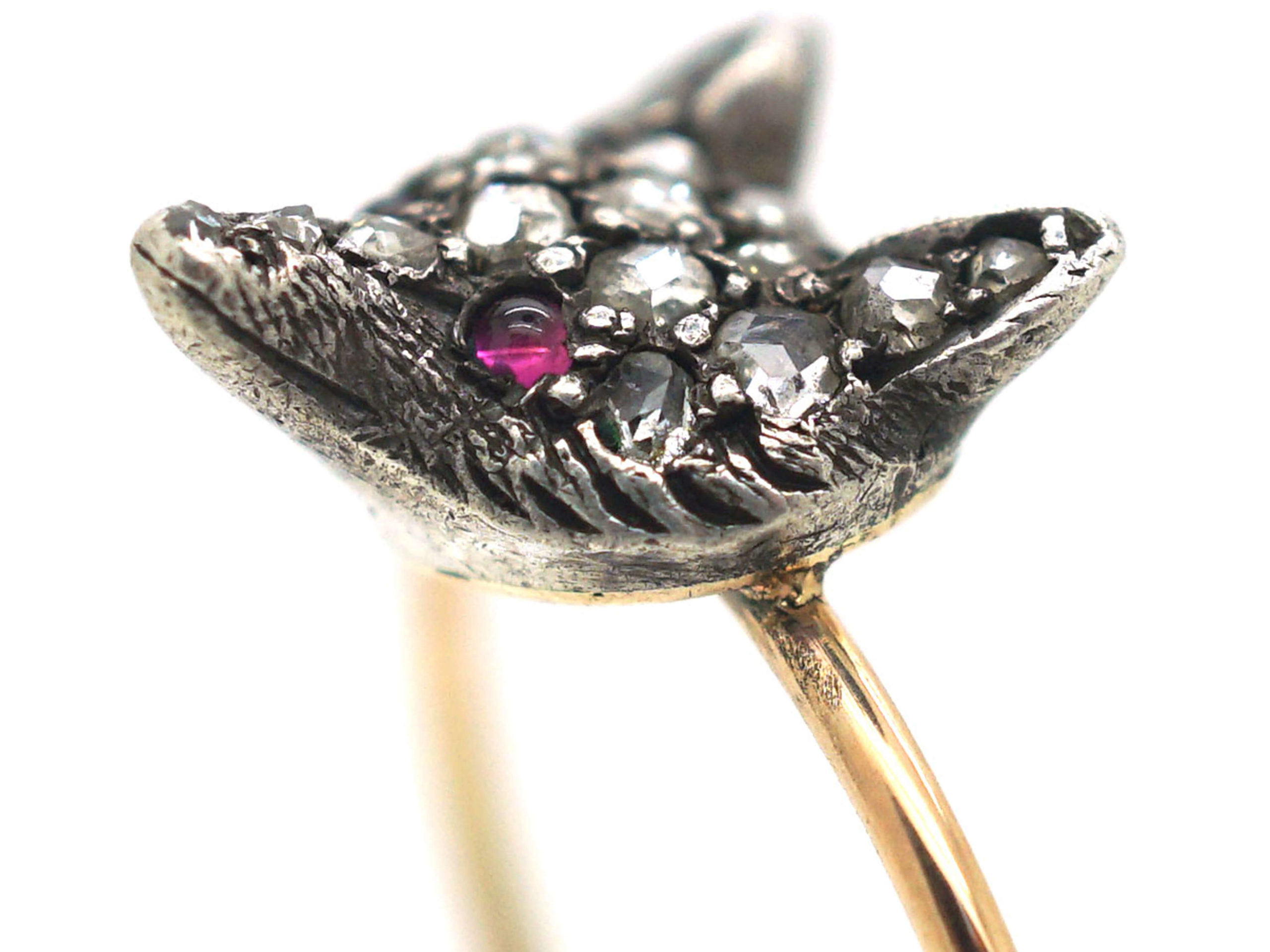 Rose Diamond Fox Ring (183P) | The Antique Jewellery Company