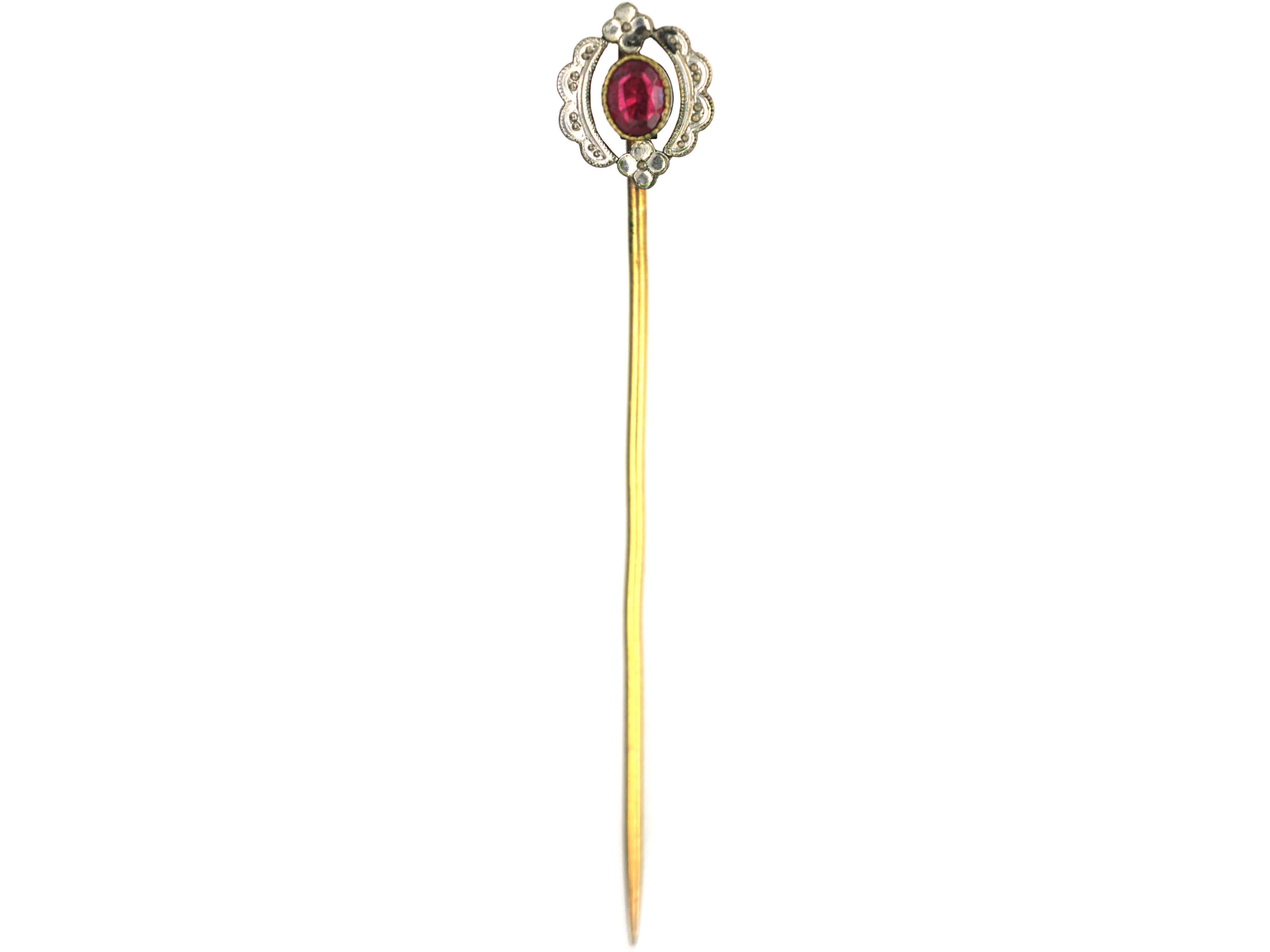 Edwardian Silver & Gold Plated Tie Pin with Red Paste (837N) | The ...