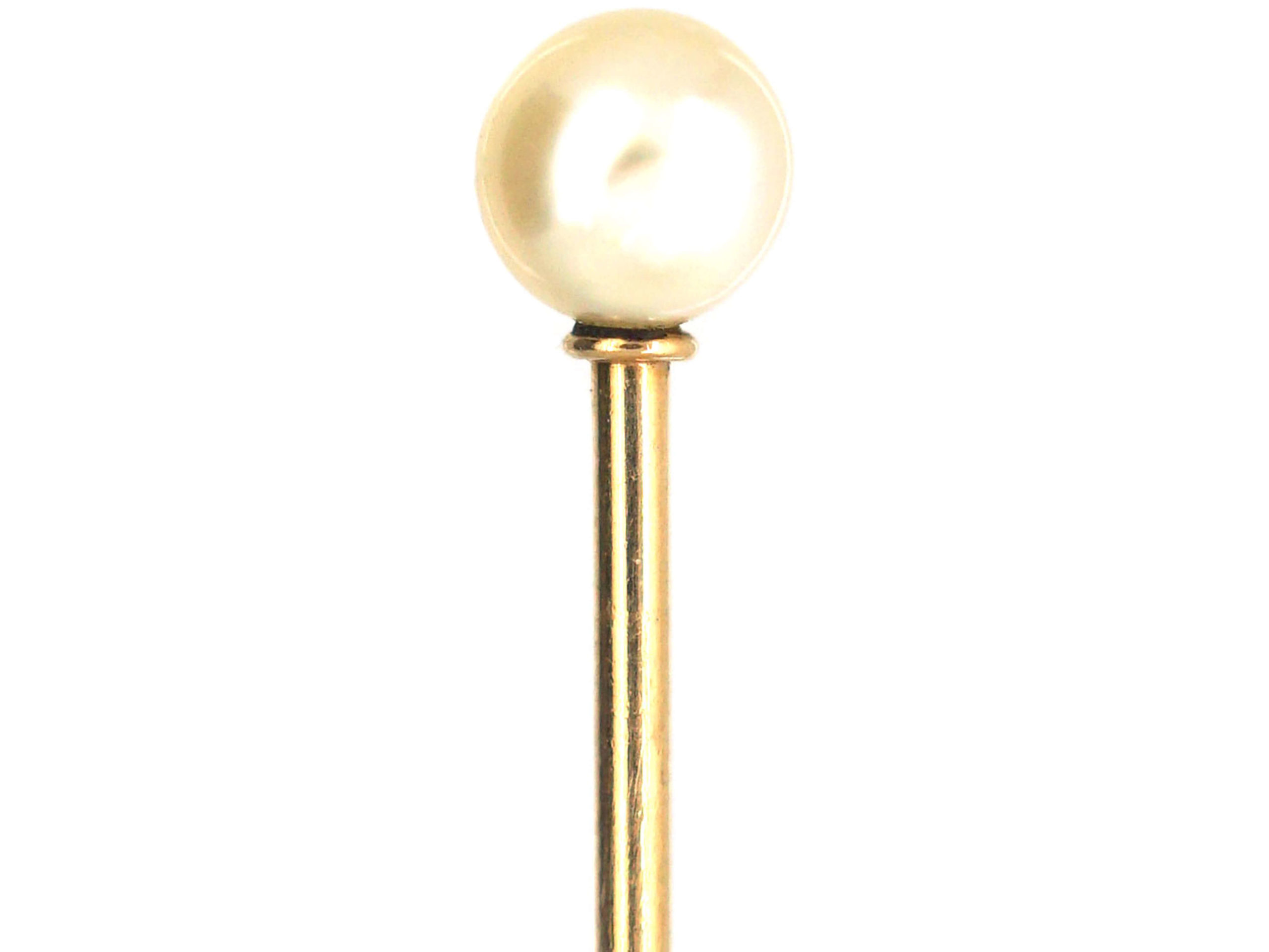Edwardian Gold & Natural Pearl Tie Pin (369/O) | The Antique Jewellery ...