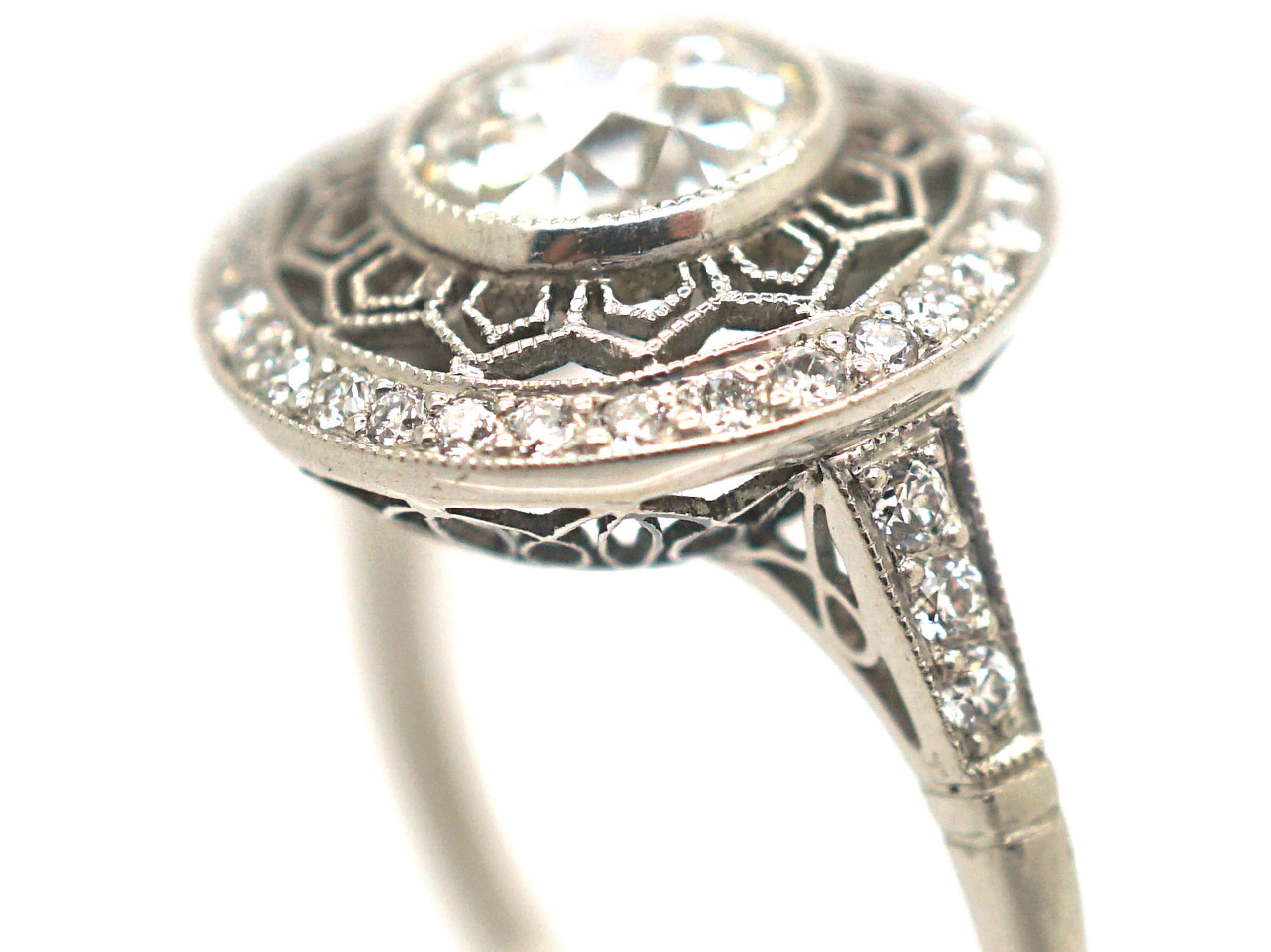 Art Deco Platinum & Diamond Target Ring (497G) | The Antique Jewellery ...