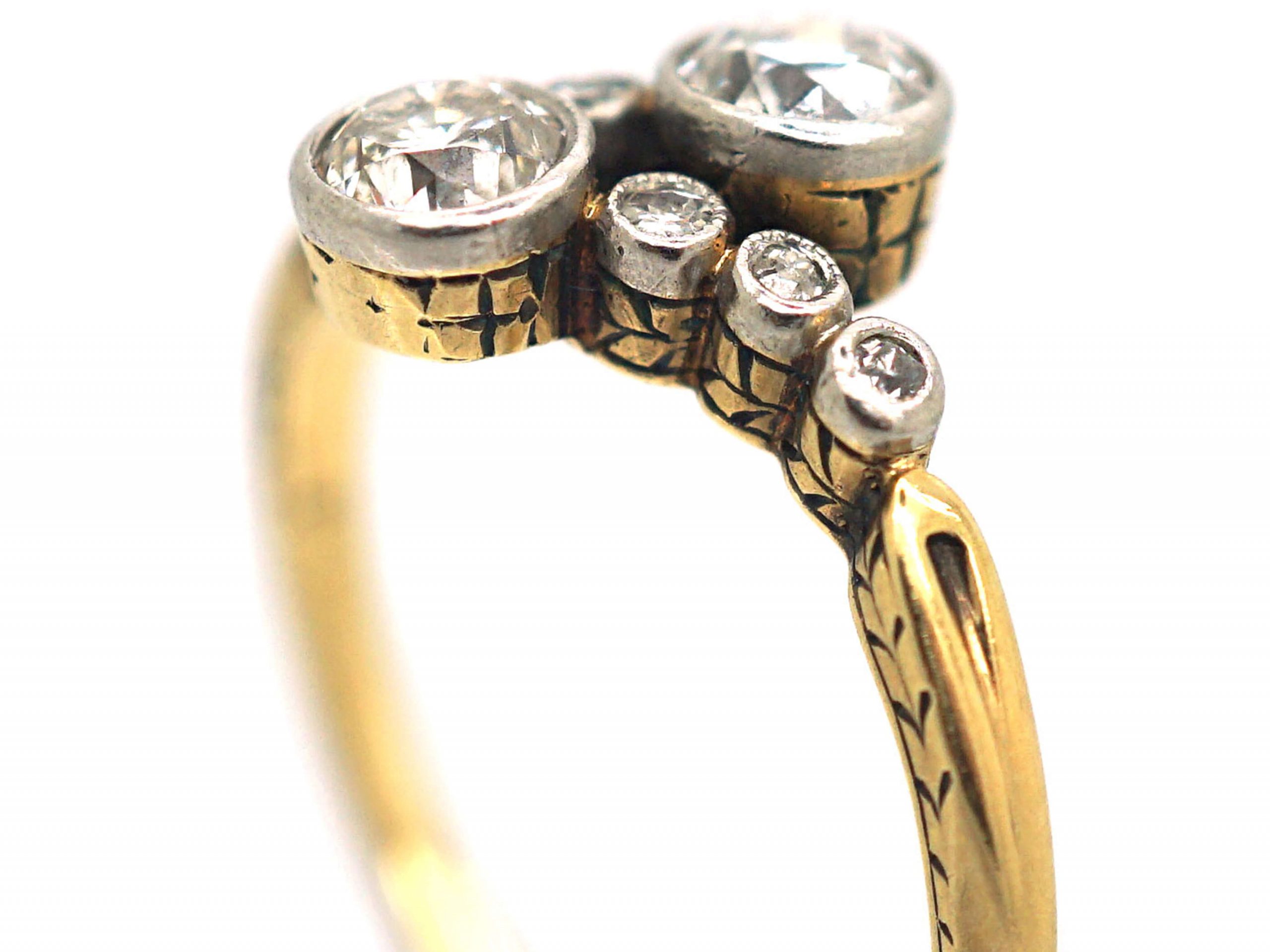 Edwardian 14ct Gold, Platinum & Diamond Crossover Ring (493N) | The ...