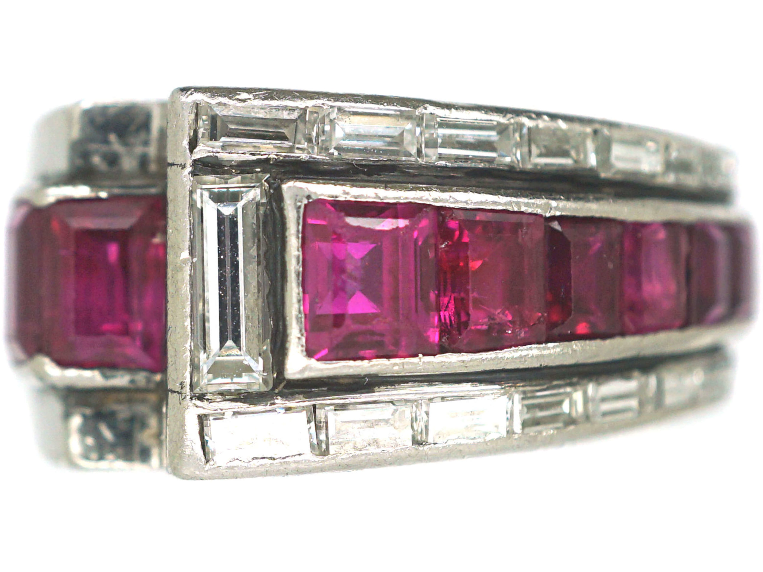 Retro Platinum, Ruby & Diamond Cocktail Ring (248P) | The Antique ...