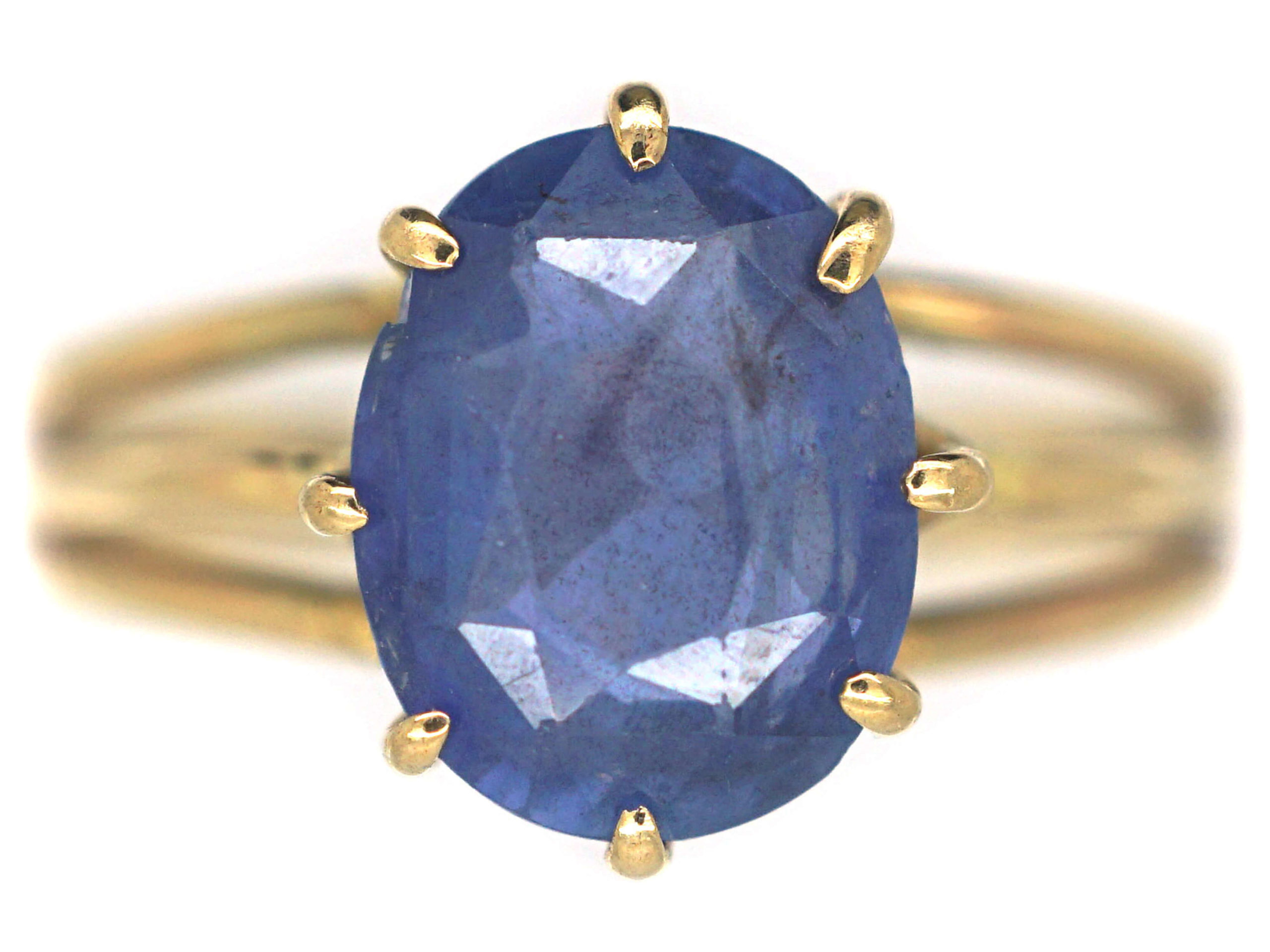 18ct Gold Sapphire Solitaire Ring (306P) | The Antique Jewellery Company