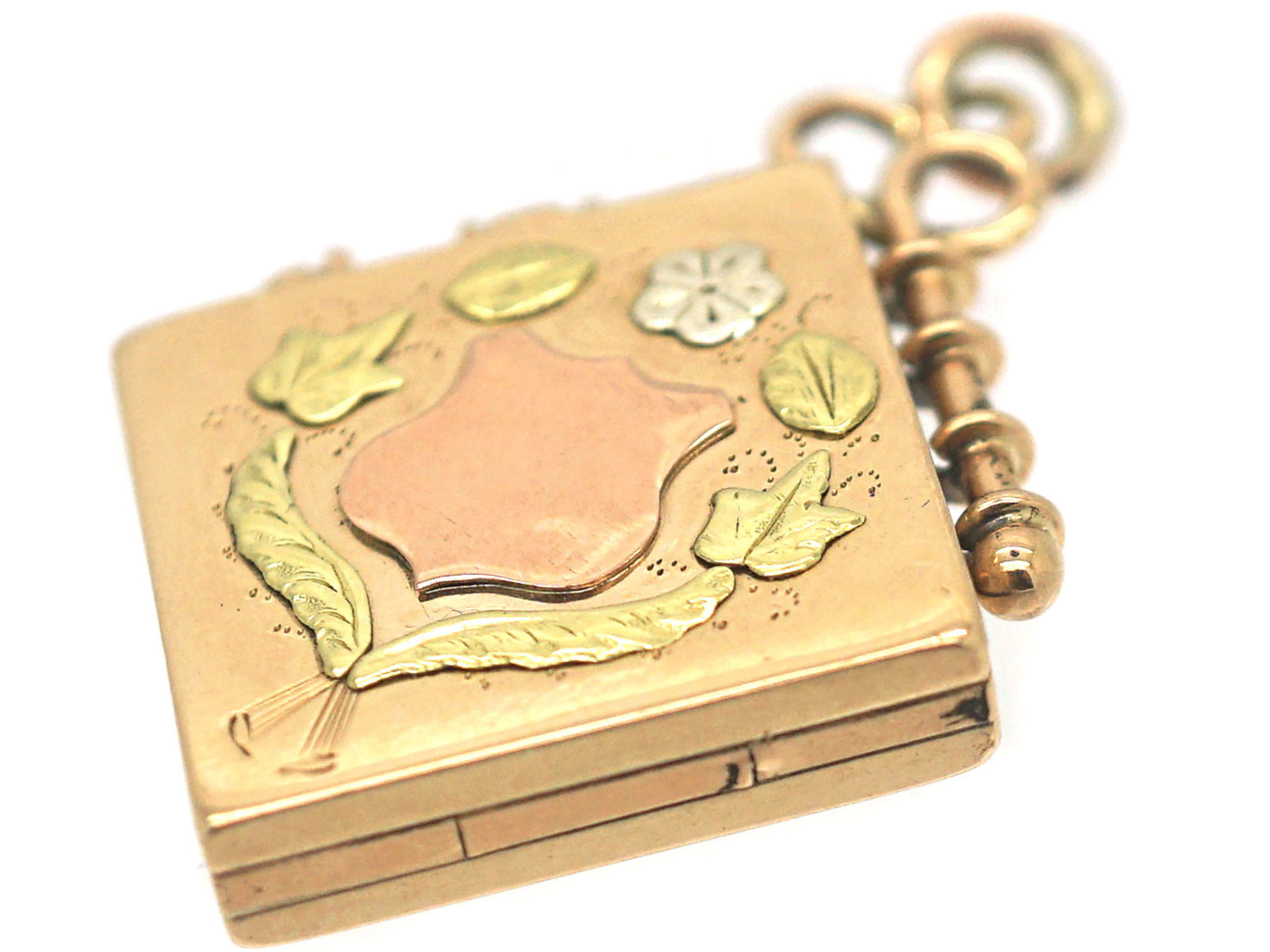 Edwardian 15ct Three Colour Gold Diamond Shaped Locket (289P) | The ...