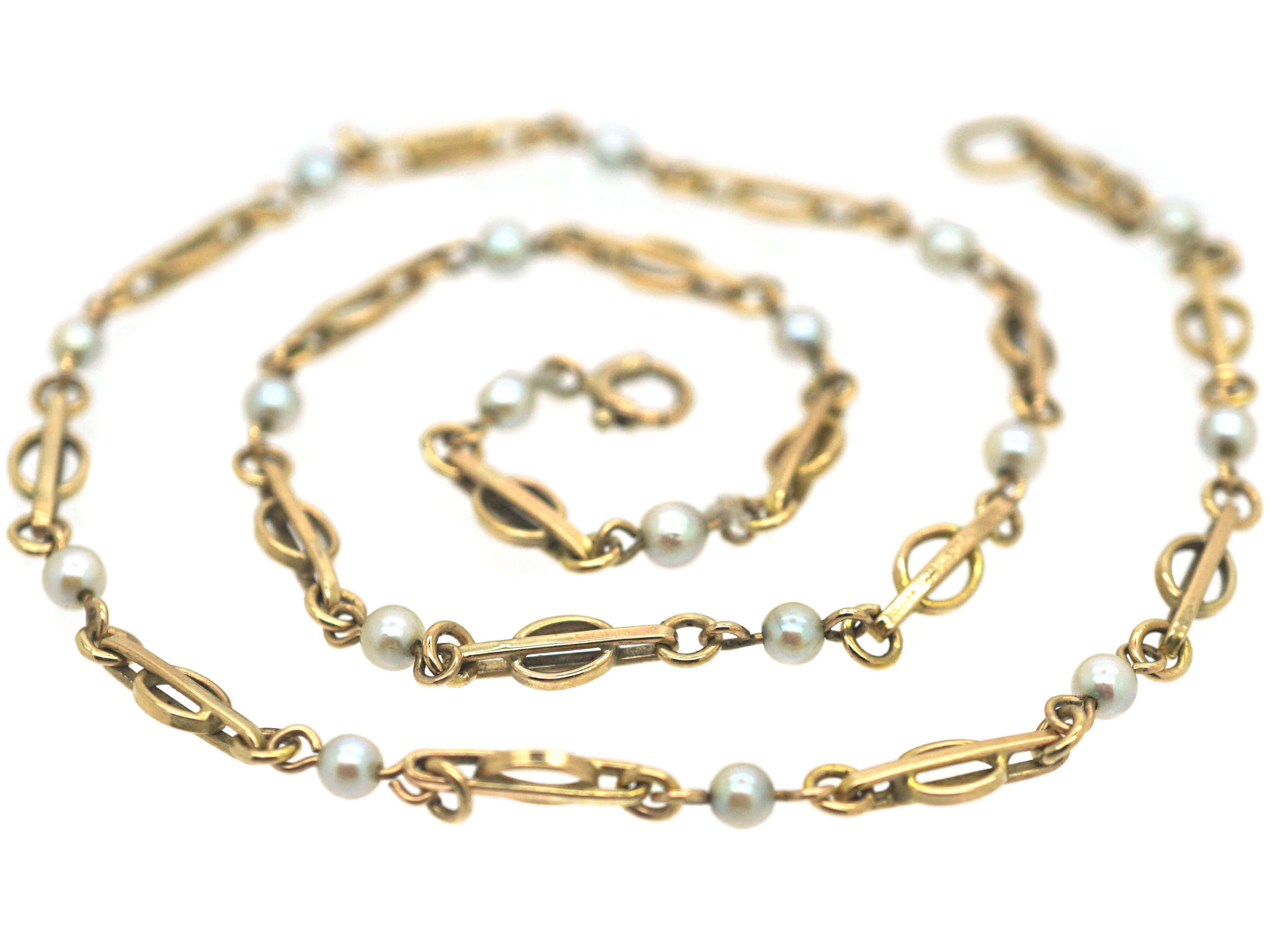 9ct Gold & Cultured Pearl Chain by Deakin & Francis (299P) | The ...