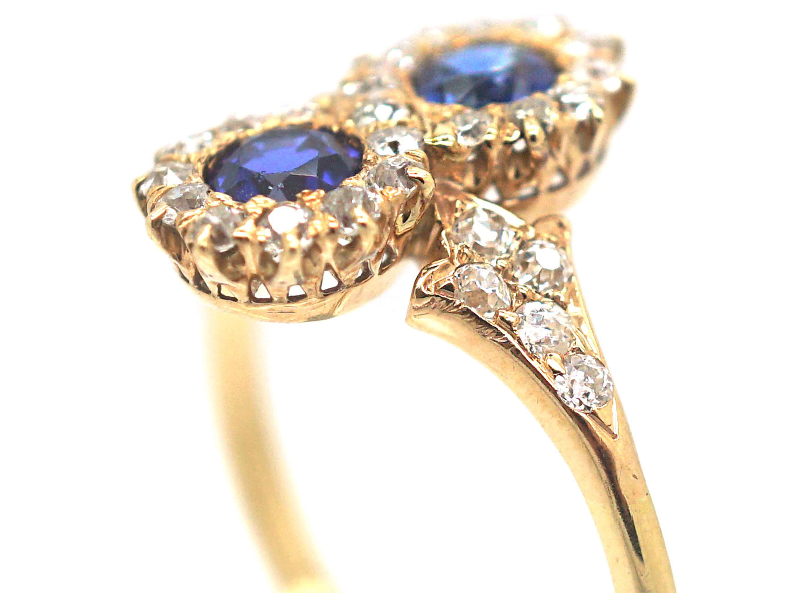 18ct Gold Sapphire & Diamond Figure of Eight Ring (62G) | The Antique ...
