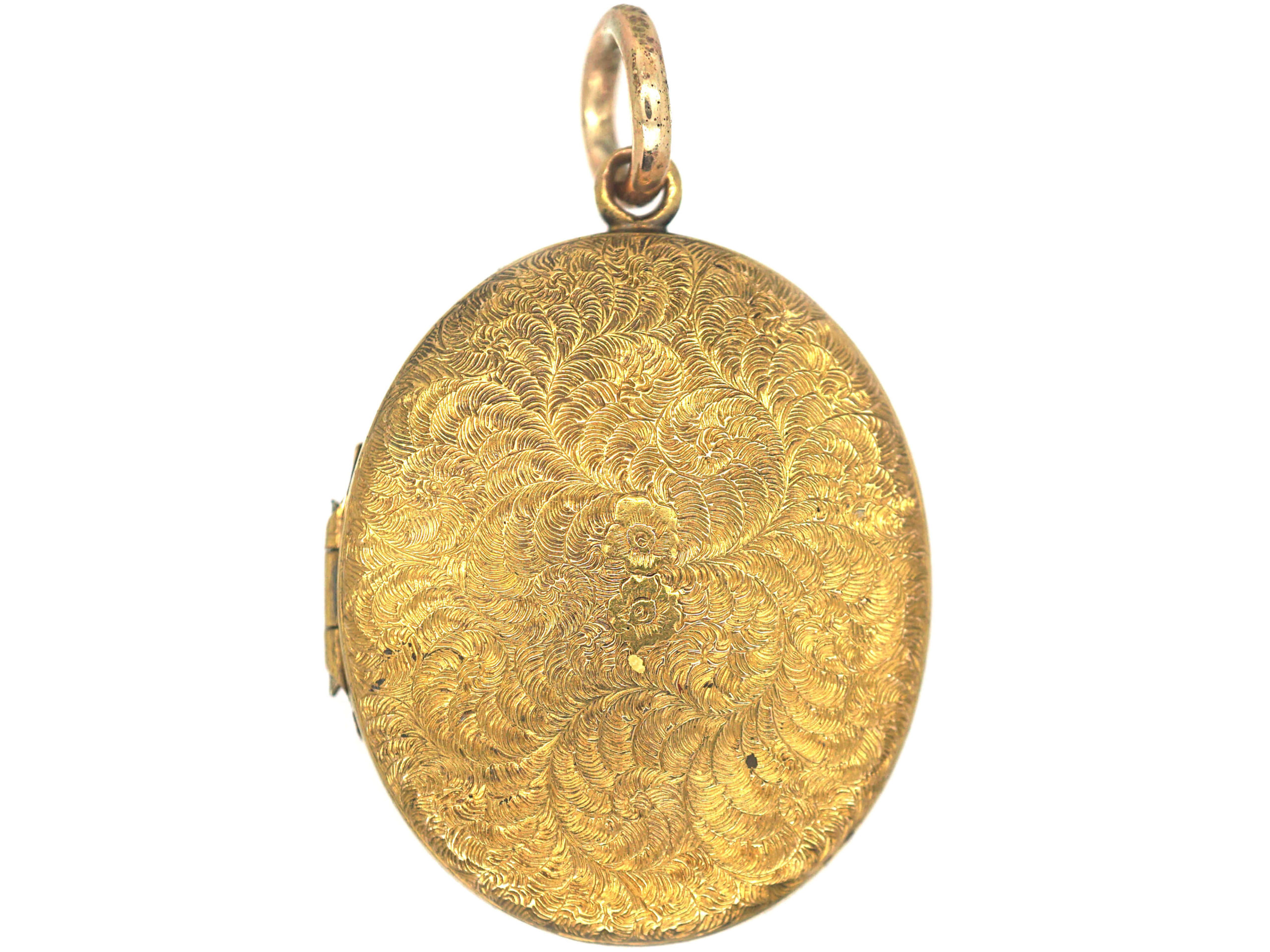 Victorian 15ct Gold Oval Engraved Locket (315P) | The Antique Jewellery ...