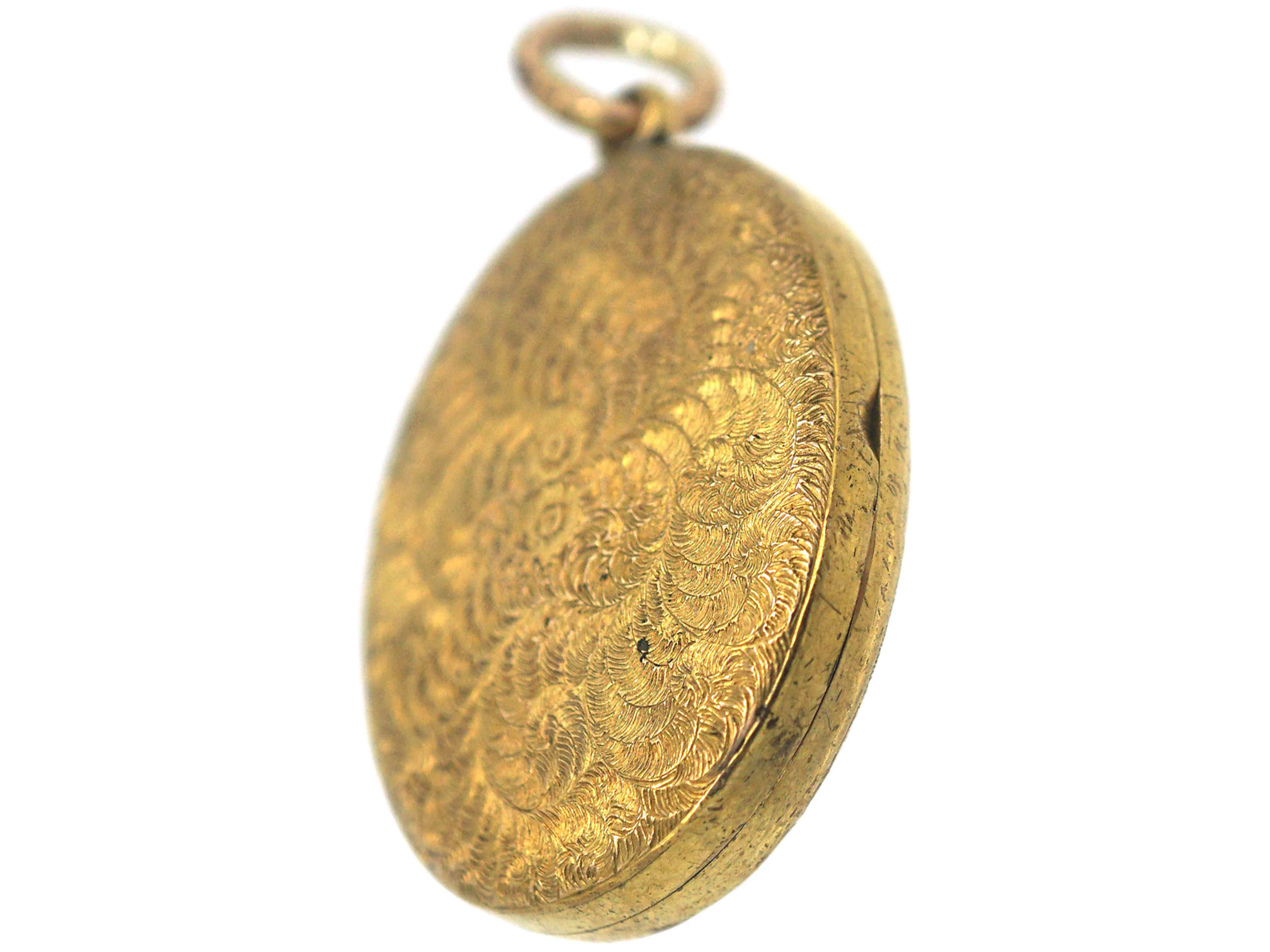 Victorian 15ct Gold Oval Engraved Locket (315P) | The Antique Jewellery ...