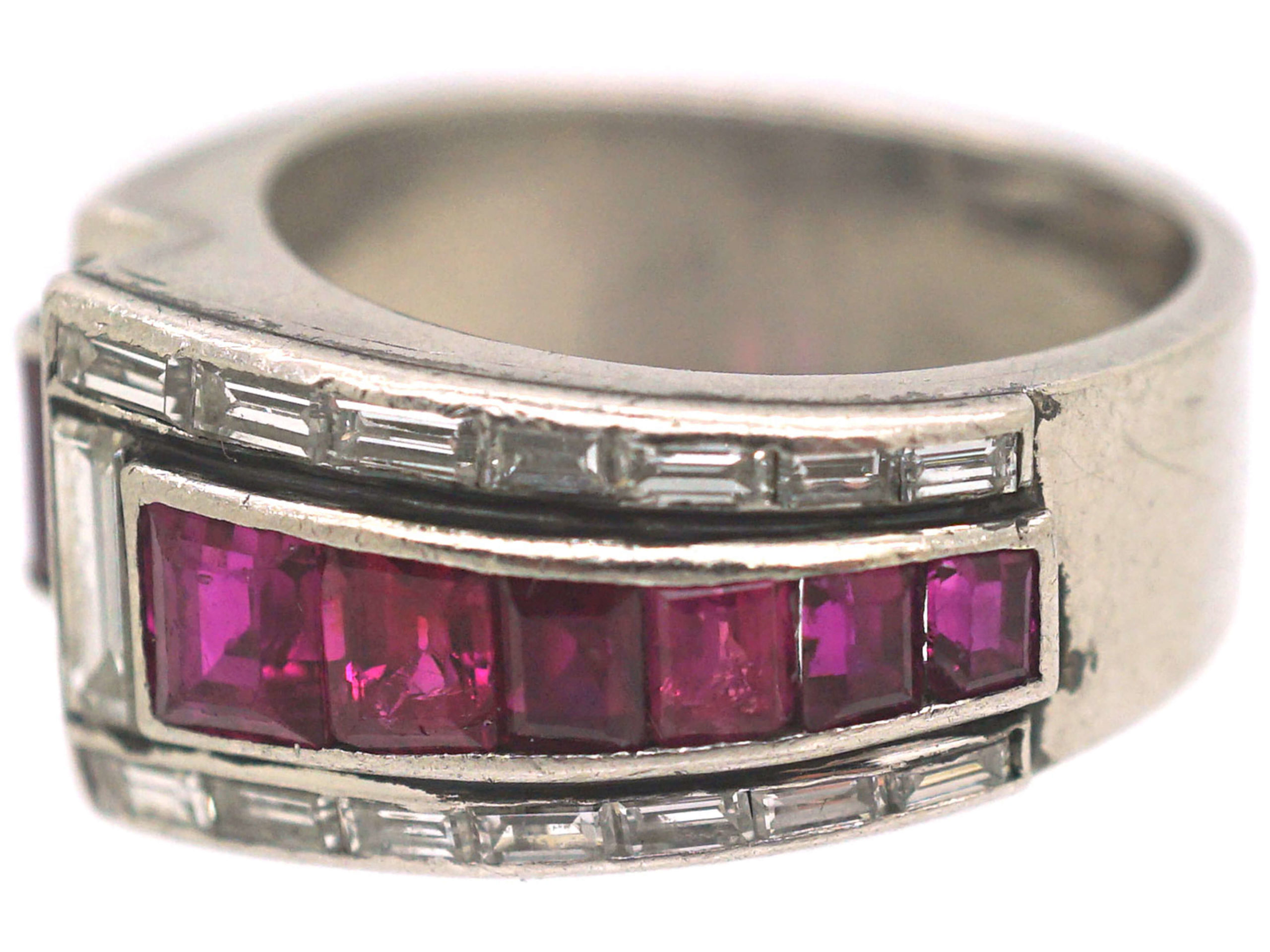 Retro Platinum, Ruby & Diamond Cocktail Ring (248P) | The Antique ...