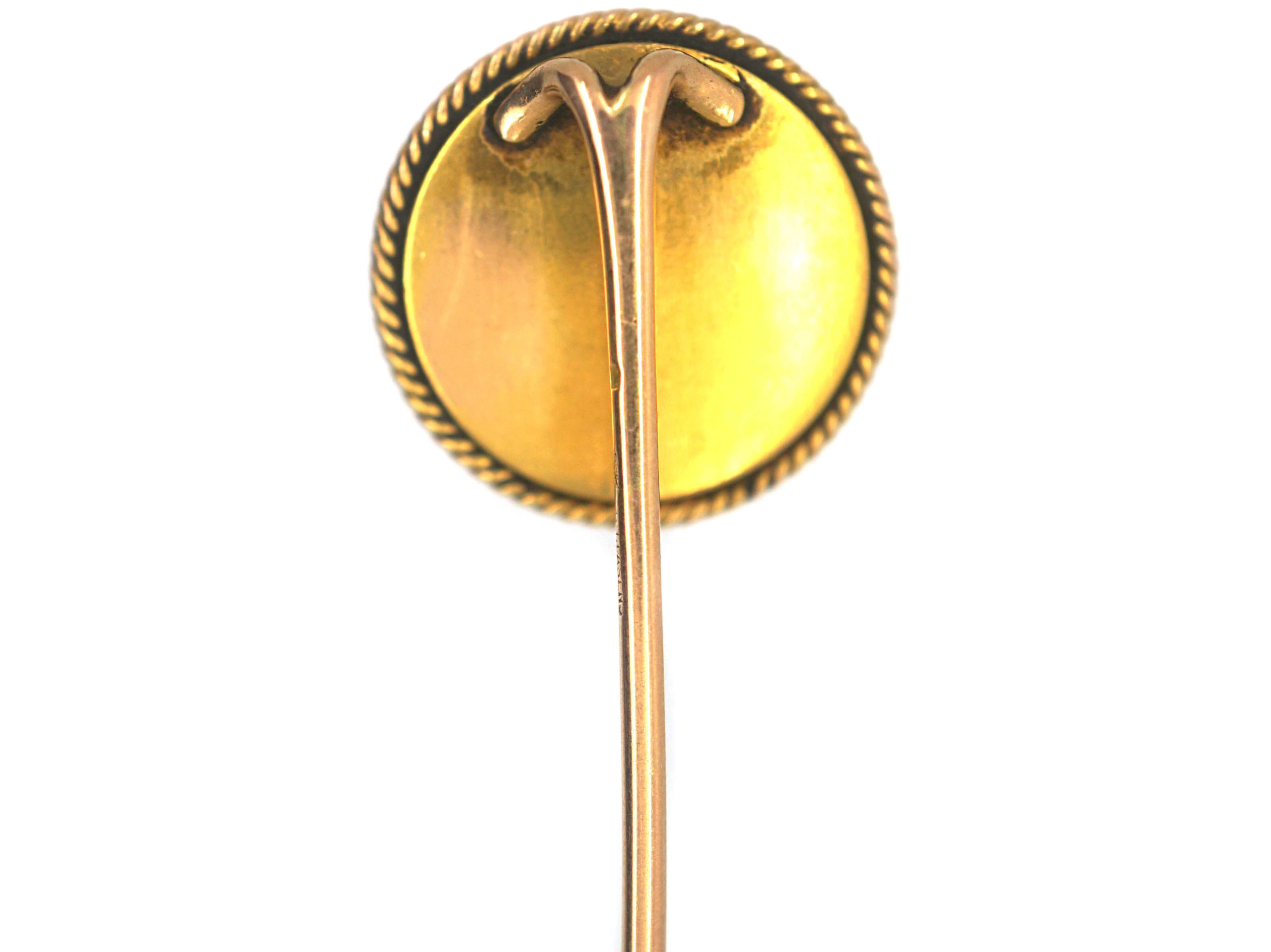 Victorian 18ct Gold & Reverse Intaglio Crystal Tie Pin of a Hunting ...