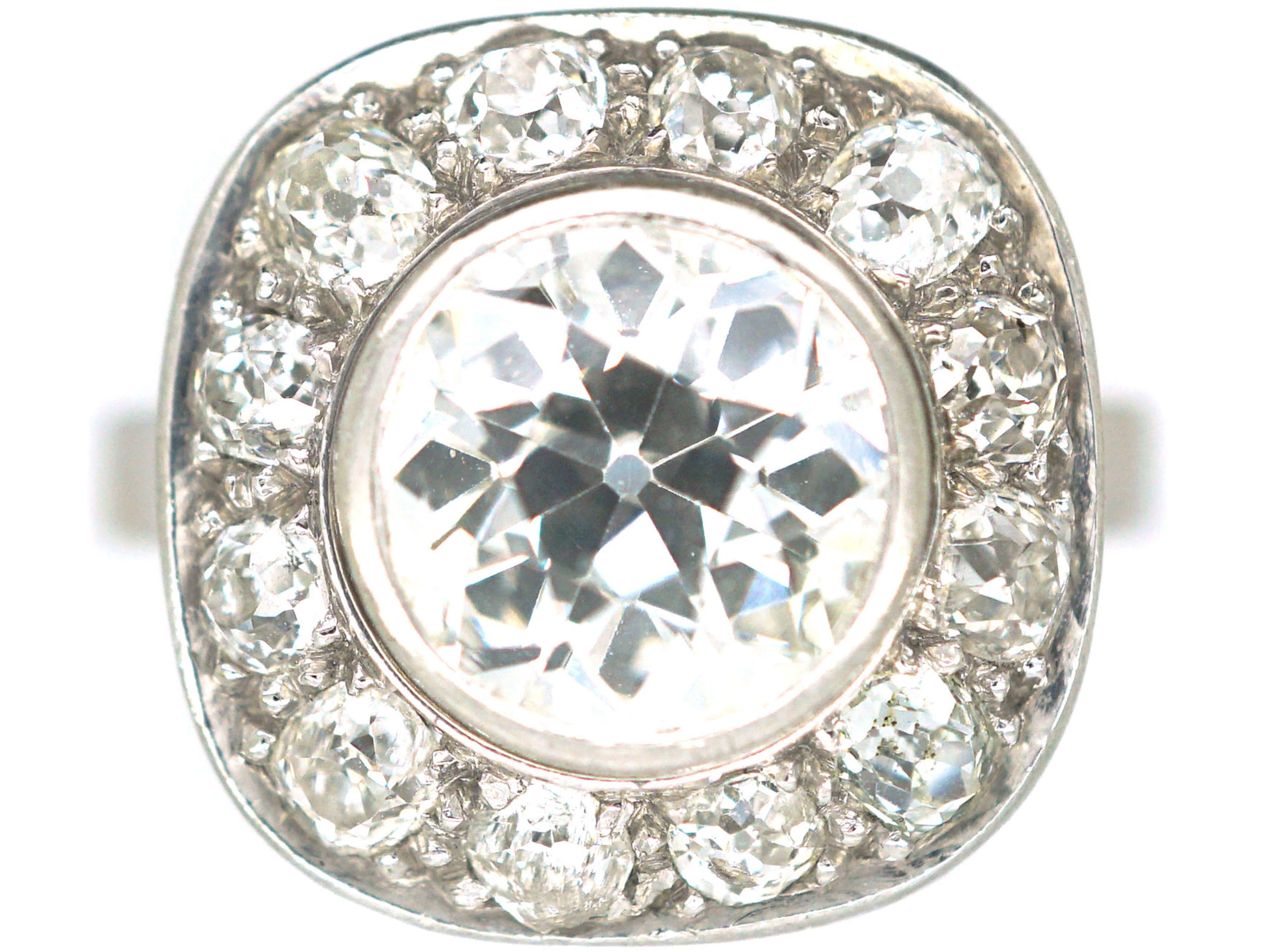 Art Deco Platinum Large Diamond Cluster Ring (295P) | The Antique ...