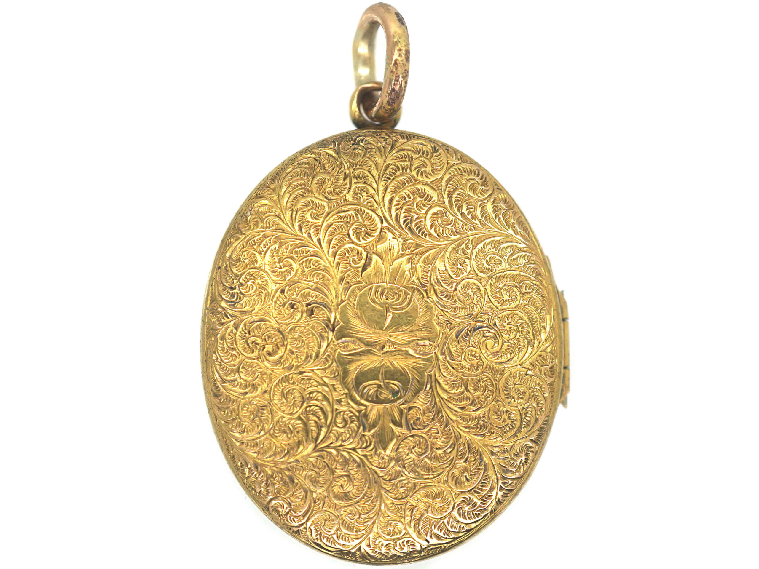 Victorian 15ct Gold Oval Engraved Locket (315P) | The Antique Jewellery ...