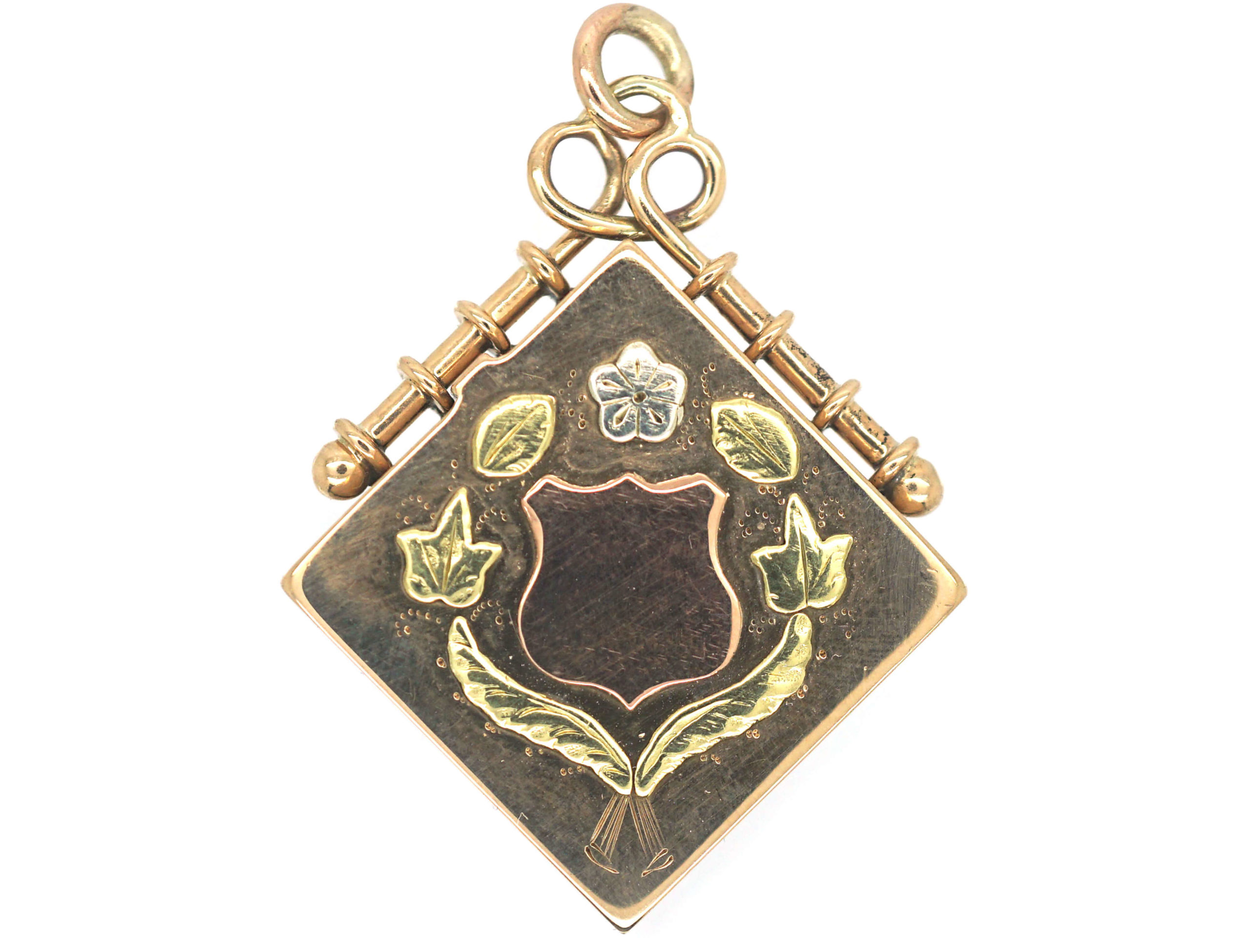Edwardian 15ct Three Colour Gold Diamond Shaped Locket (289P) | The ...