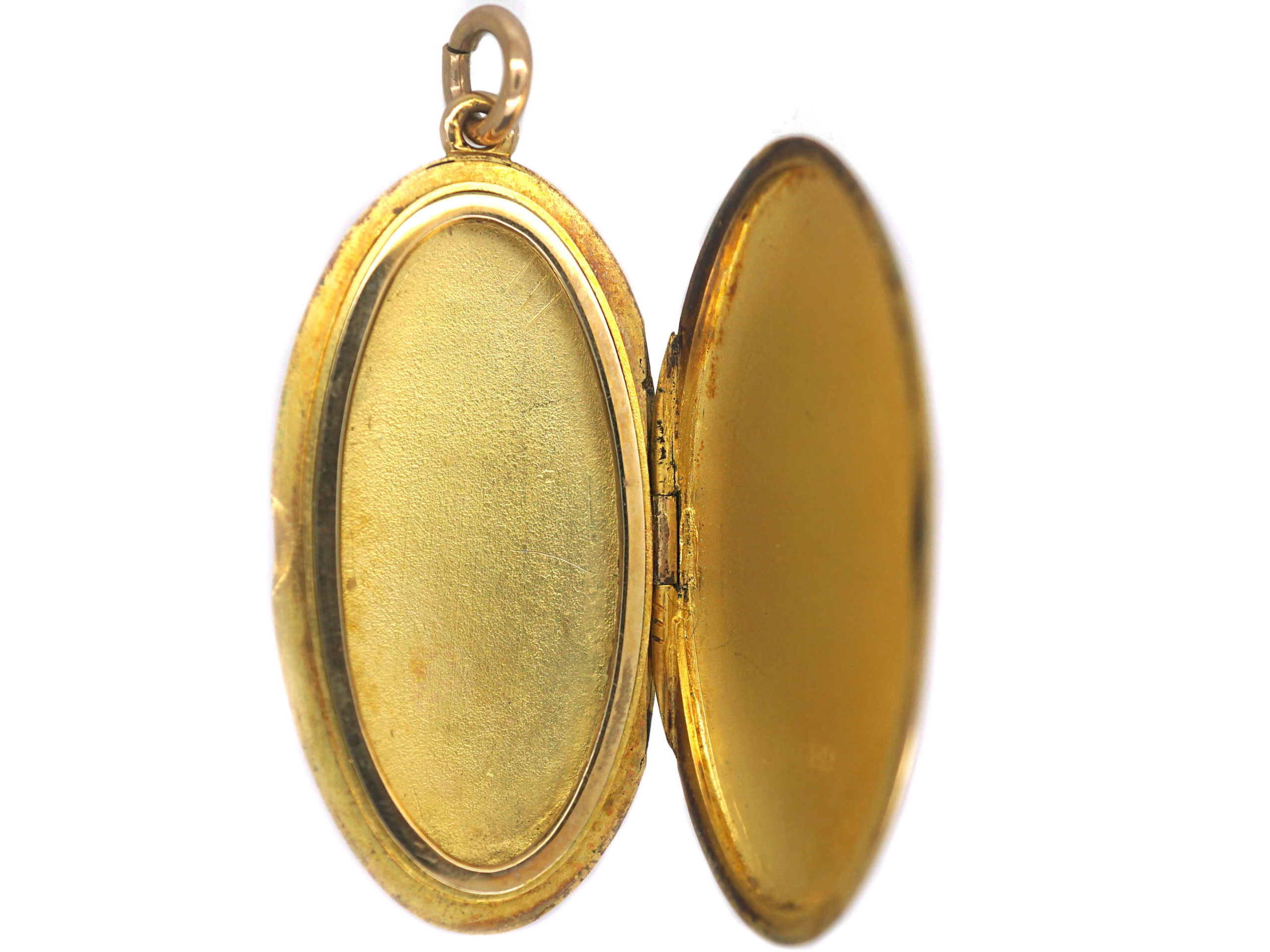 Edwardian Slim Oval 15ct Gold Locket (331P) | The Antique Jewellery Company