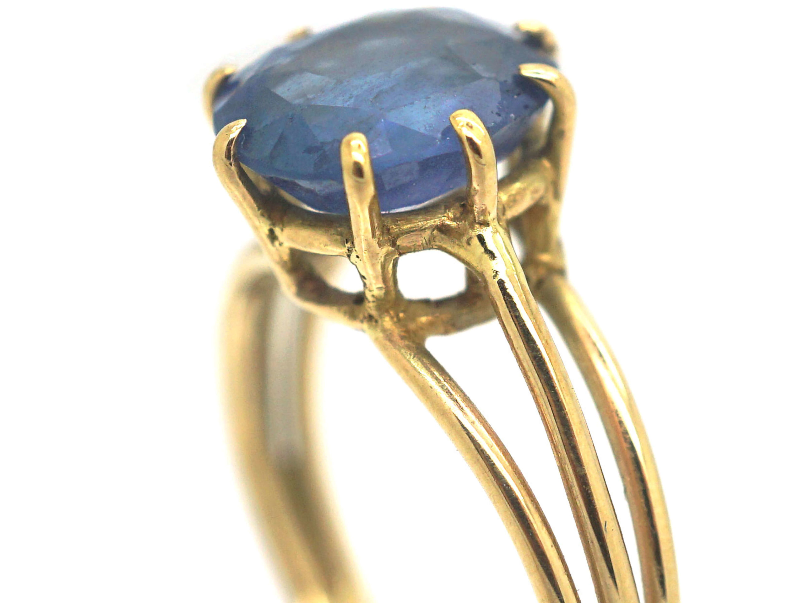 18ct Gold Sapphire Solitaire Ring (306P) | The Antique Jewellery Company