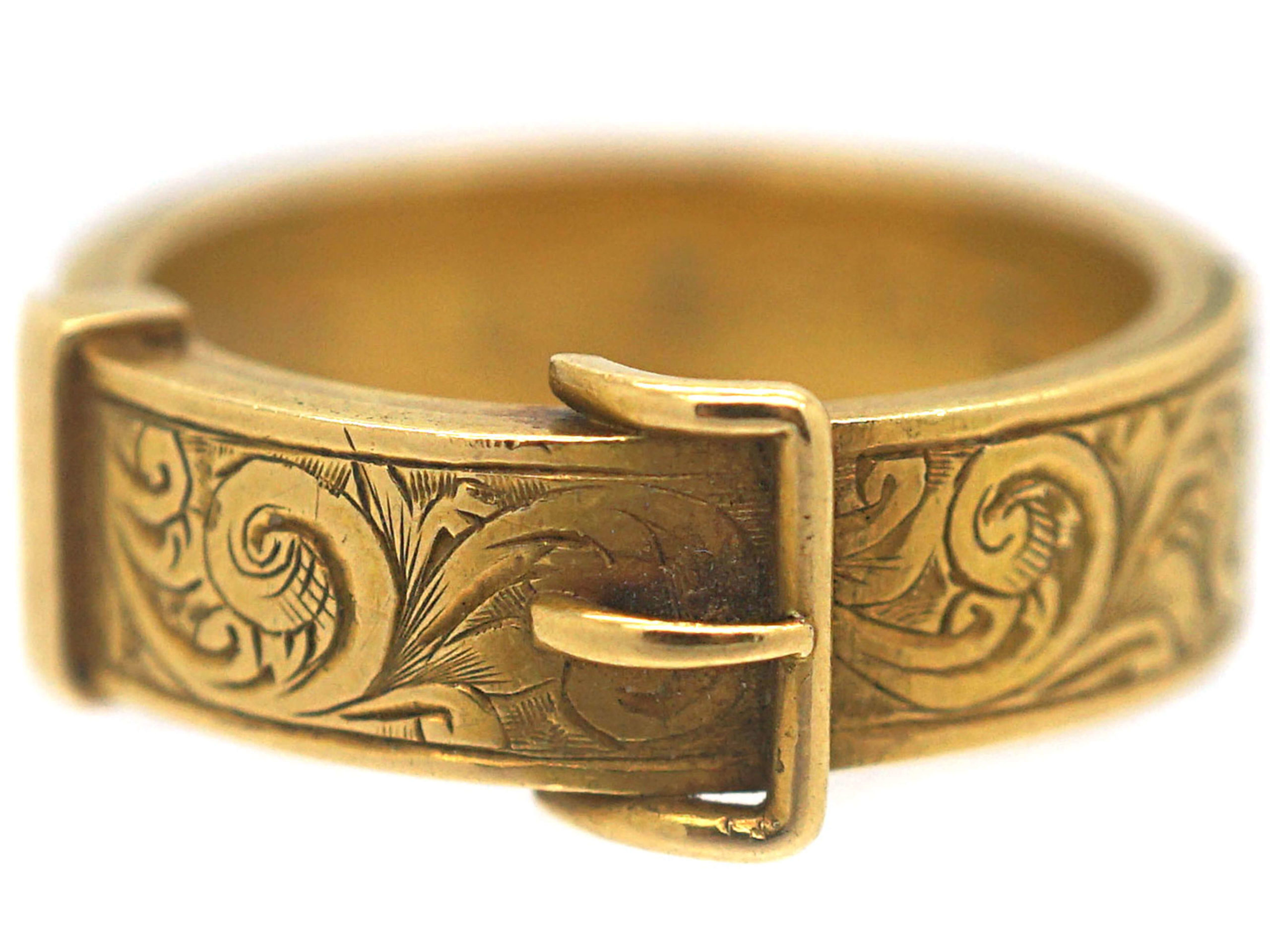 18ct Gold Victorian Buckle Ring Which Opens To Reveal Hair (950D) | The ...