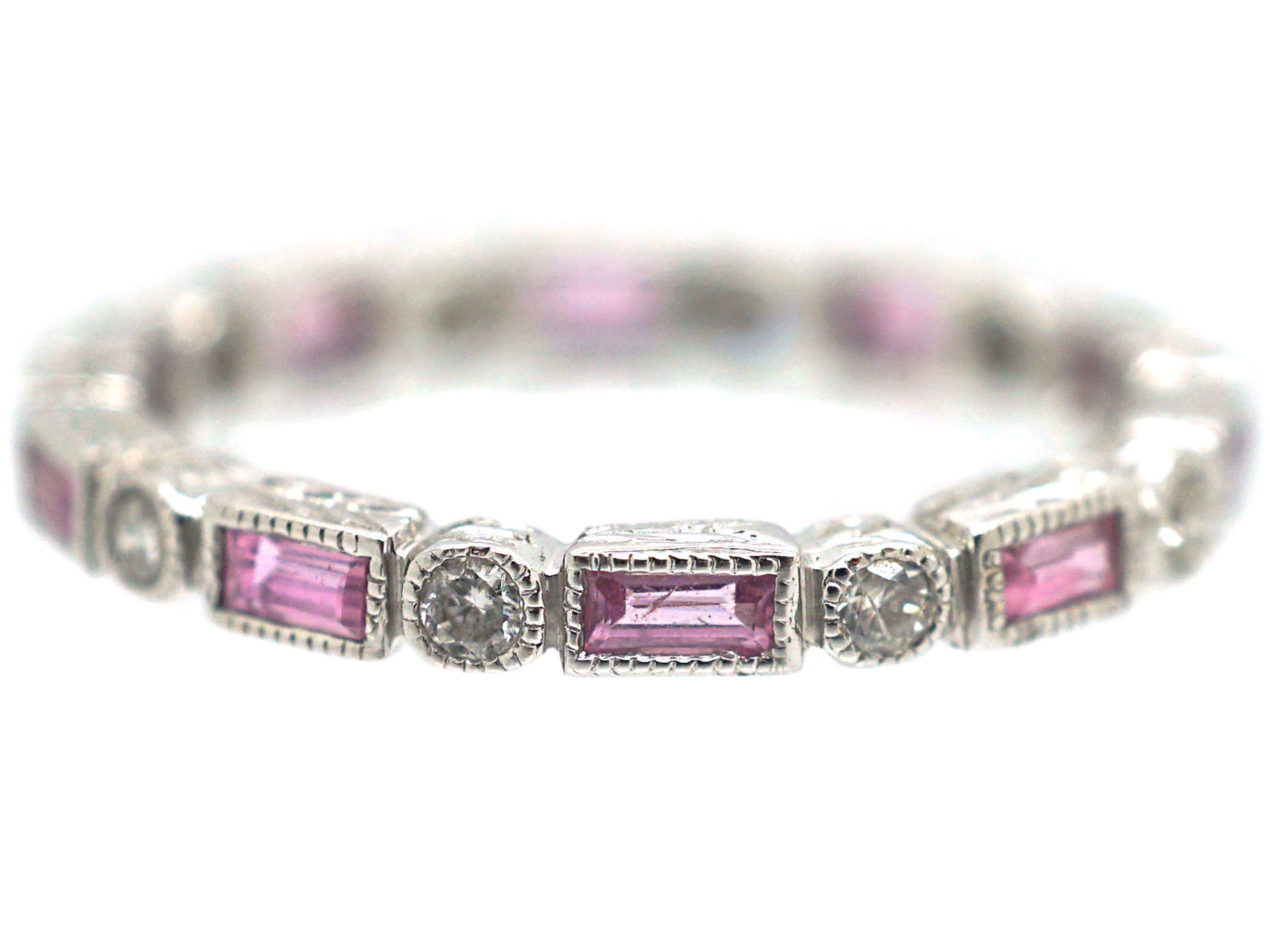 18ct White Gold Pink Sapphire & Diamond Eternity Ring (300P) | The ...