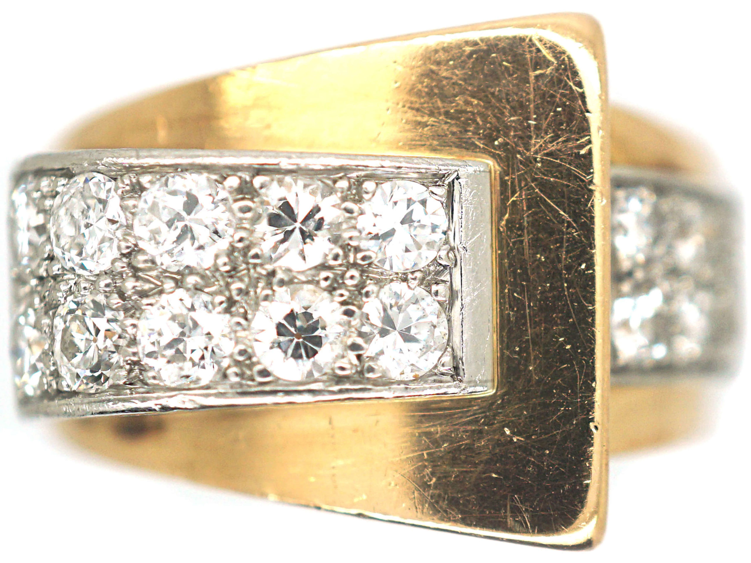 French 18ct Gold & Diamond Set Cocktail Ring (700F) | The Antique ...