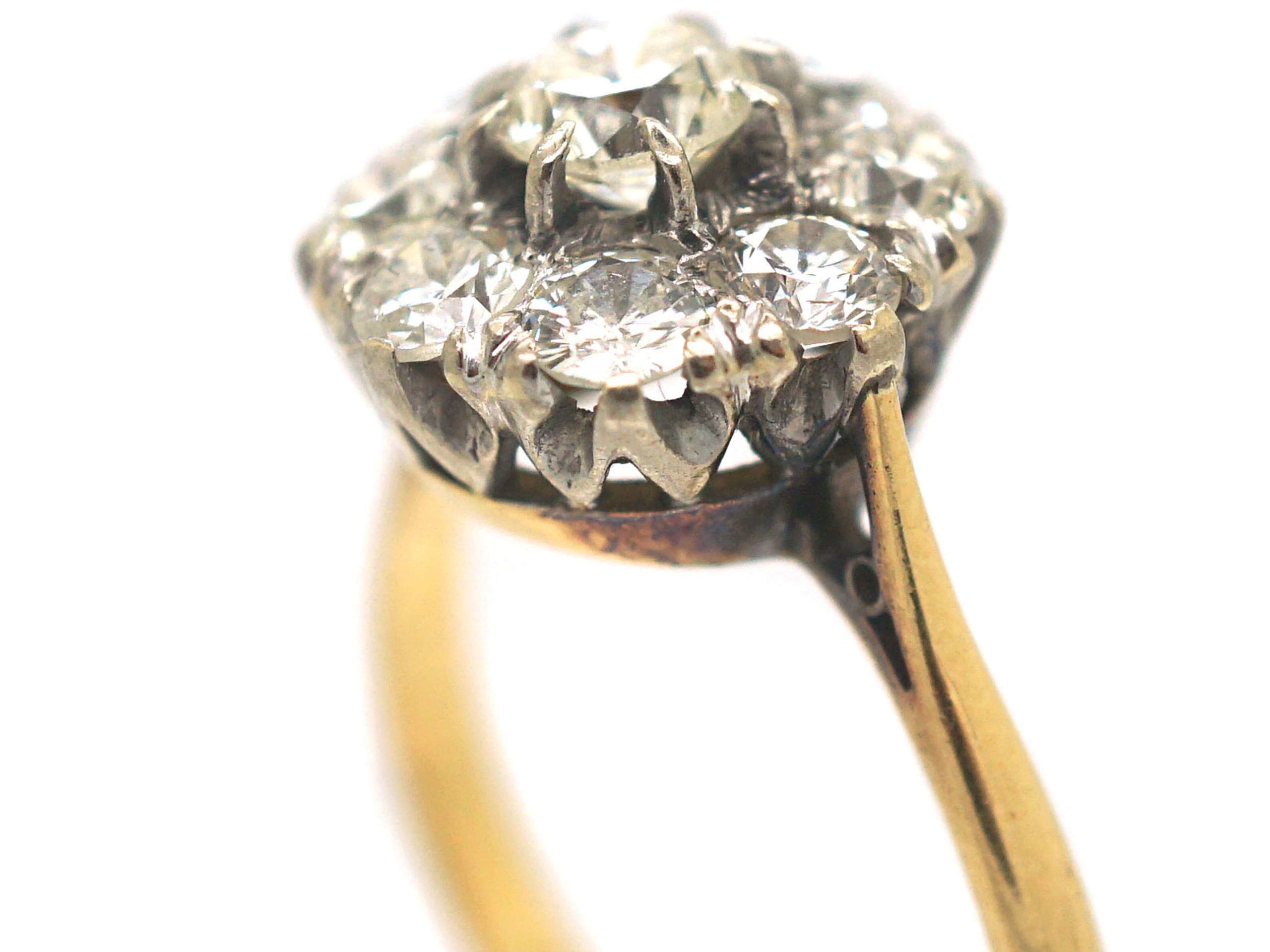 18ct Gold Large Diamond Cluster Ring (447P) | The Antique Jewellery Company
