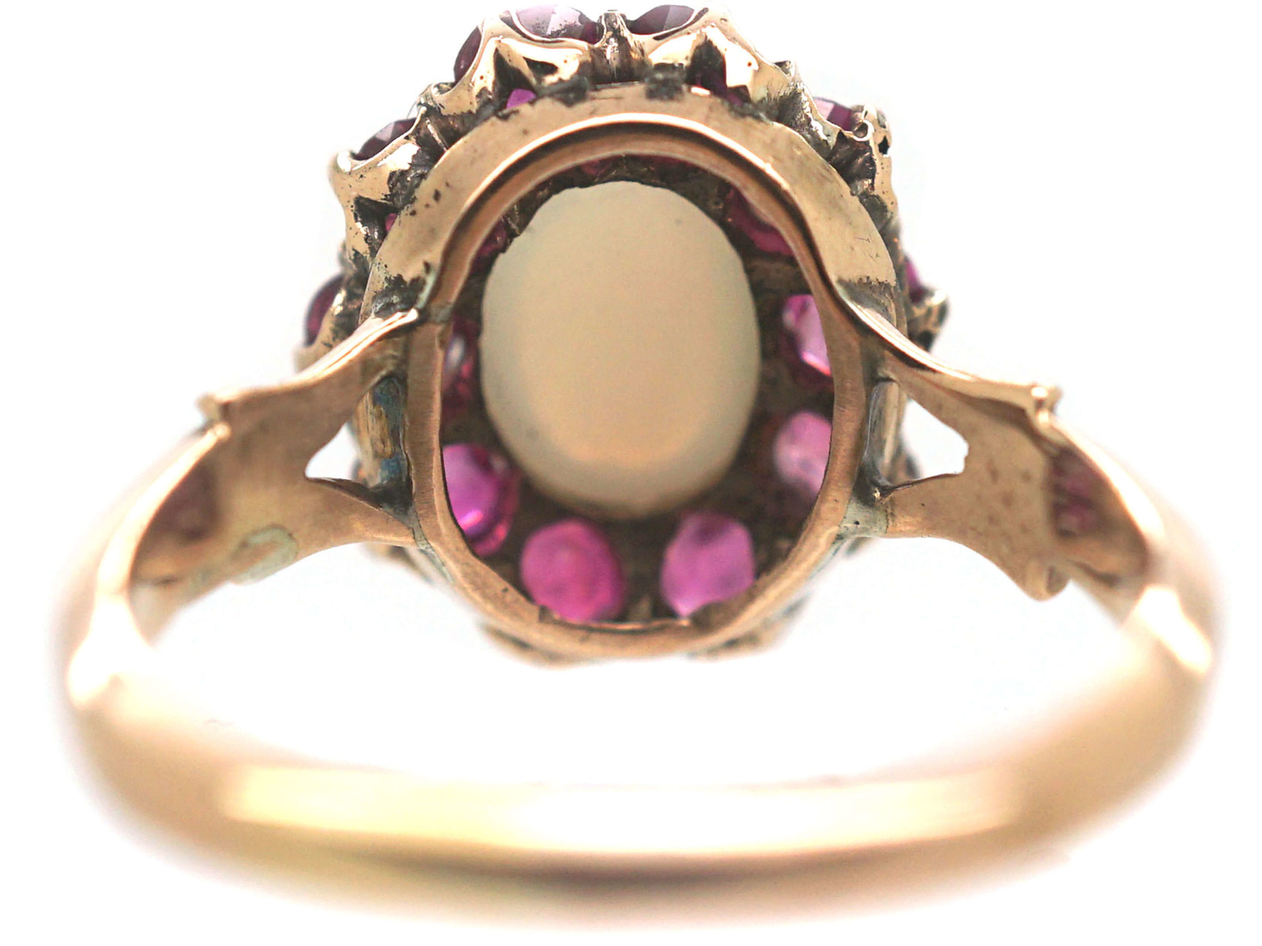 Edwardian 14ct Gold Opal & Ruby Cluster Ring (407P) | The Antique ...