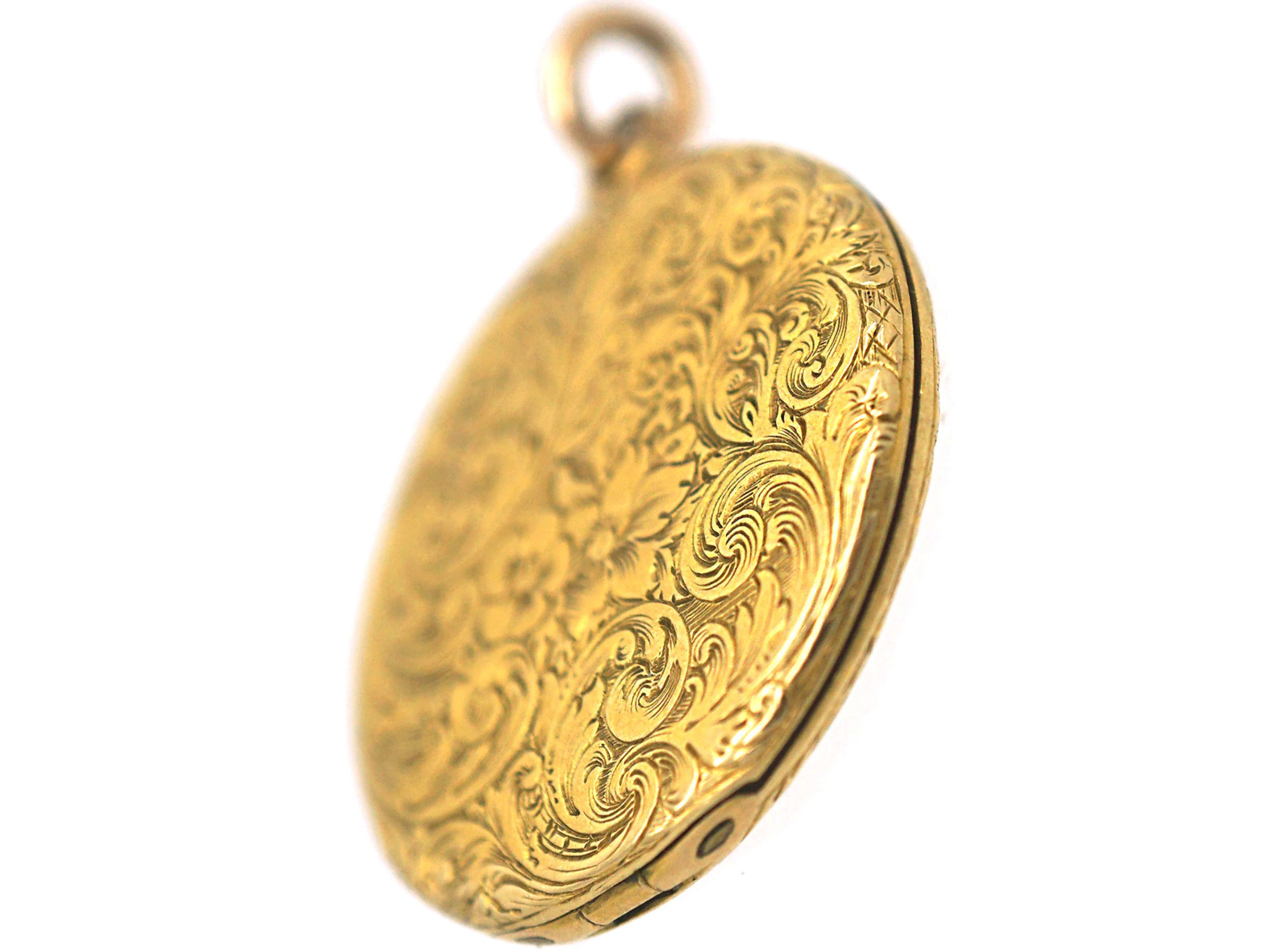 Victorian 18ct Gold Round Engraved Locket (531P) | The Antique ...