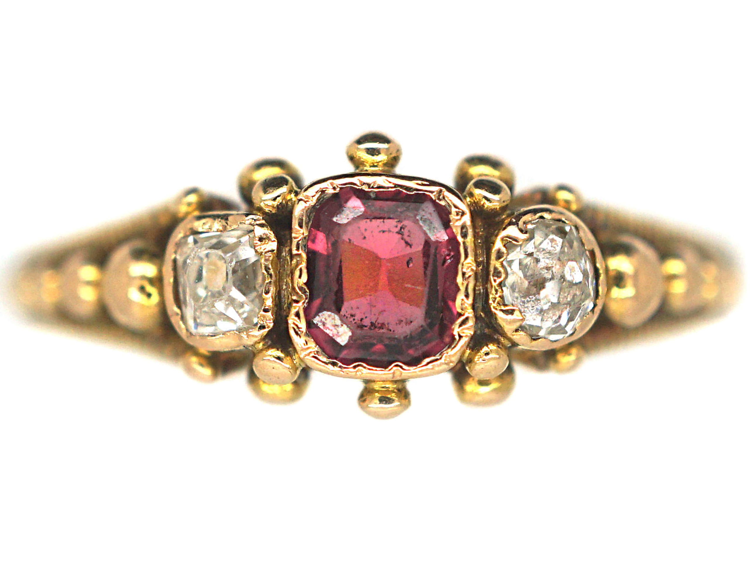 Regency 15ct Gold, Almandine Garnet & Diamond Ring (408P) | The Antique ...