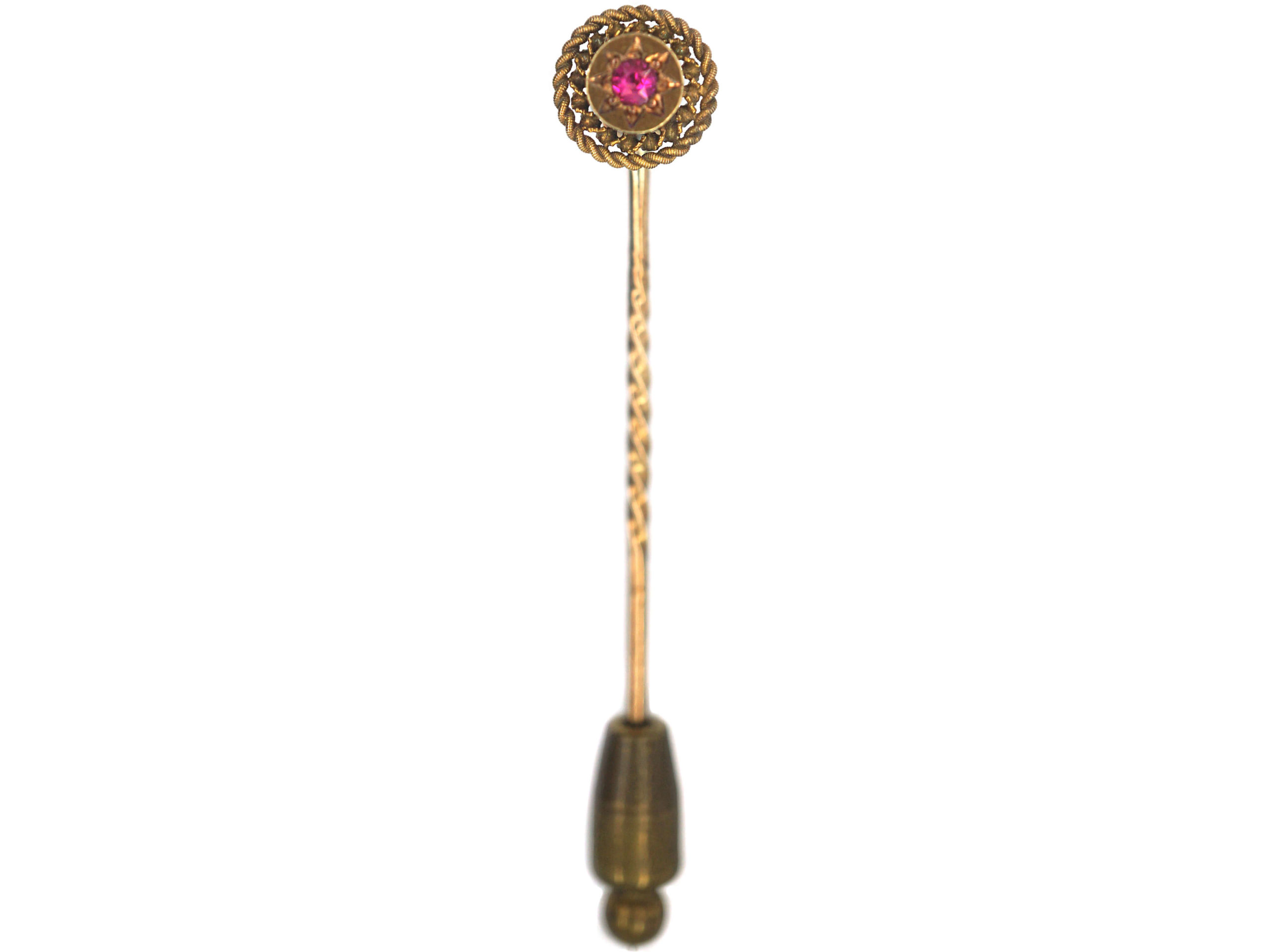 Victorian 15ct Gold & Ruby Round Tie Pin (426P) | The Antique Jewellery ...
