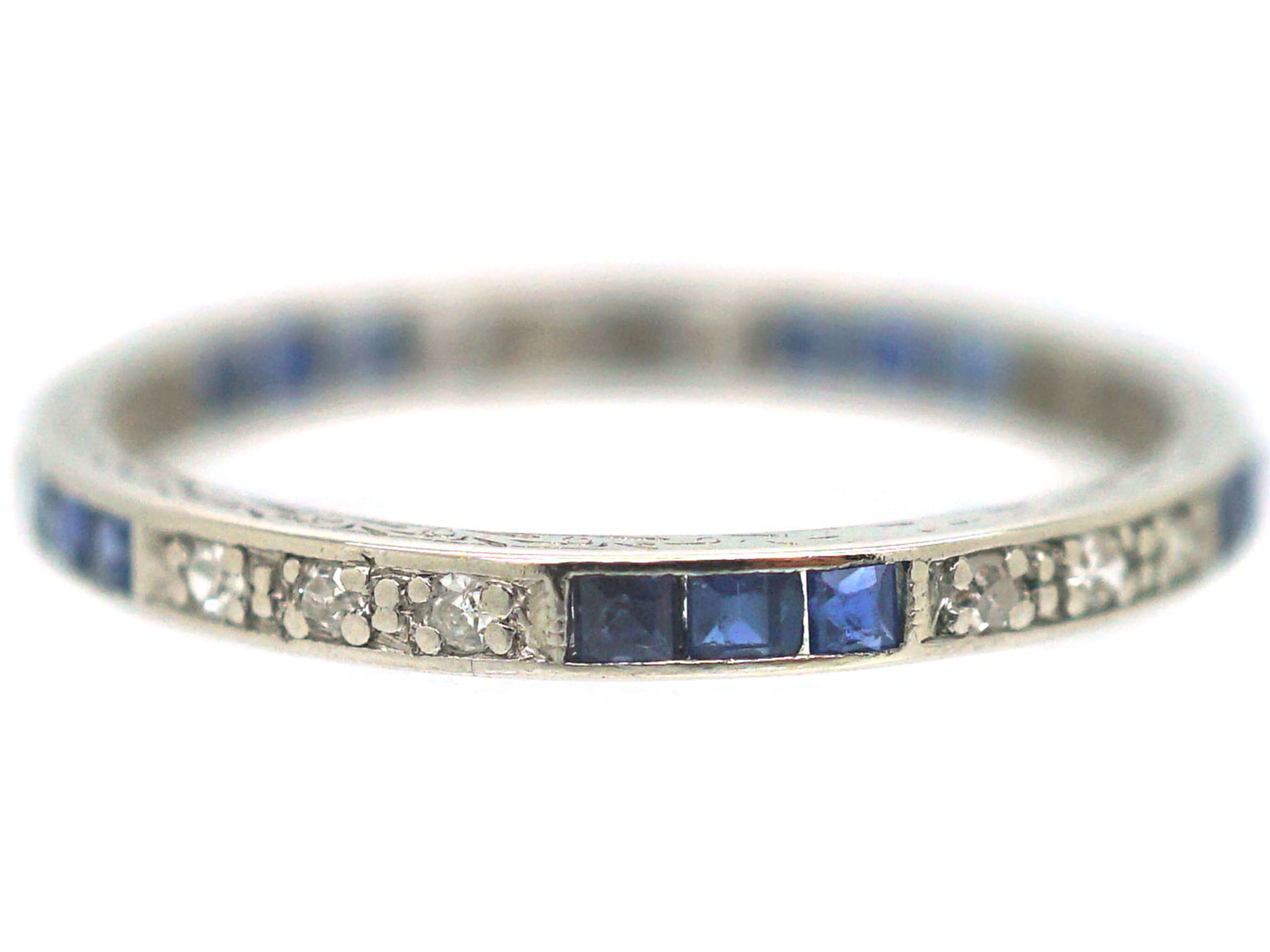 Art Deco Platinum, Sapphire & Diamond Narrow Eternity Ring (468P) | The ...