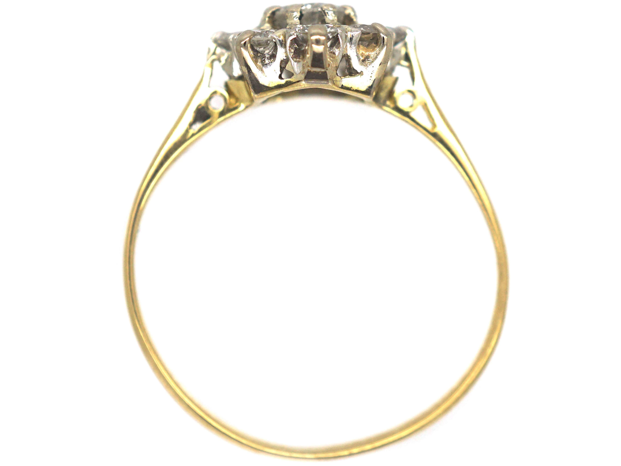 18ct Gold Diamond Daisy Cluster Ring (494P) | The Antique Jewellery Company