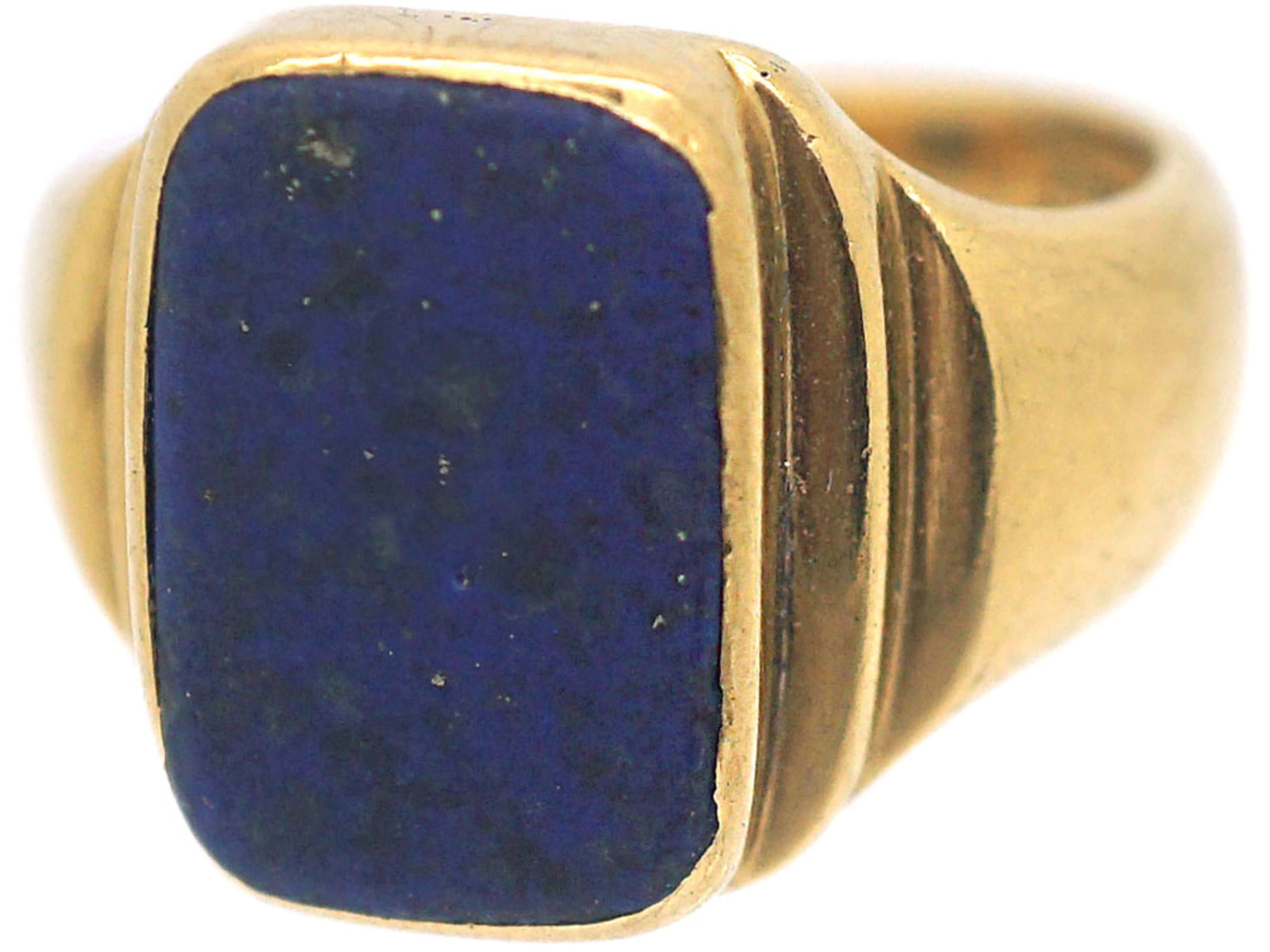 Art Deco 18ct Gold & Lapis Lazuli Signet Ring (474P) | The Antique ...
