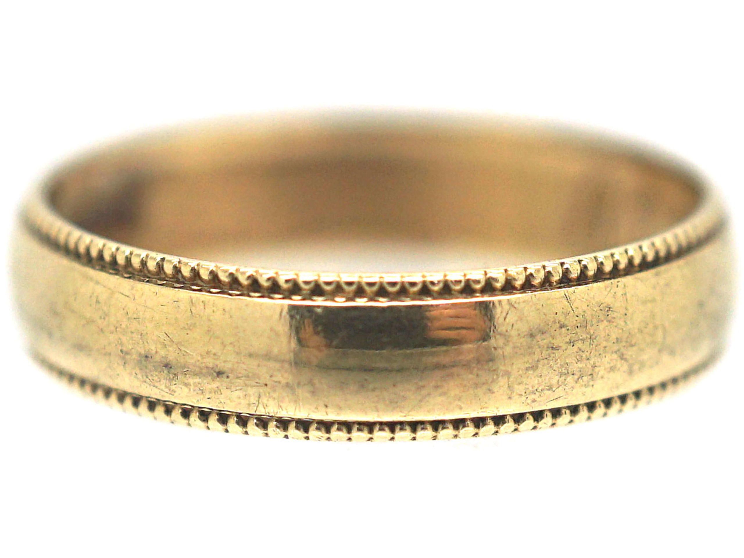 9ct Gold Wedding Ring with Decorated Edge (615P) | The Antique ...