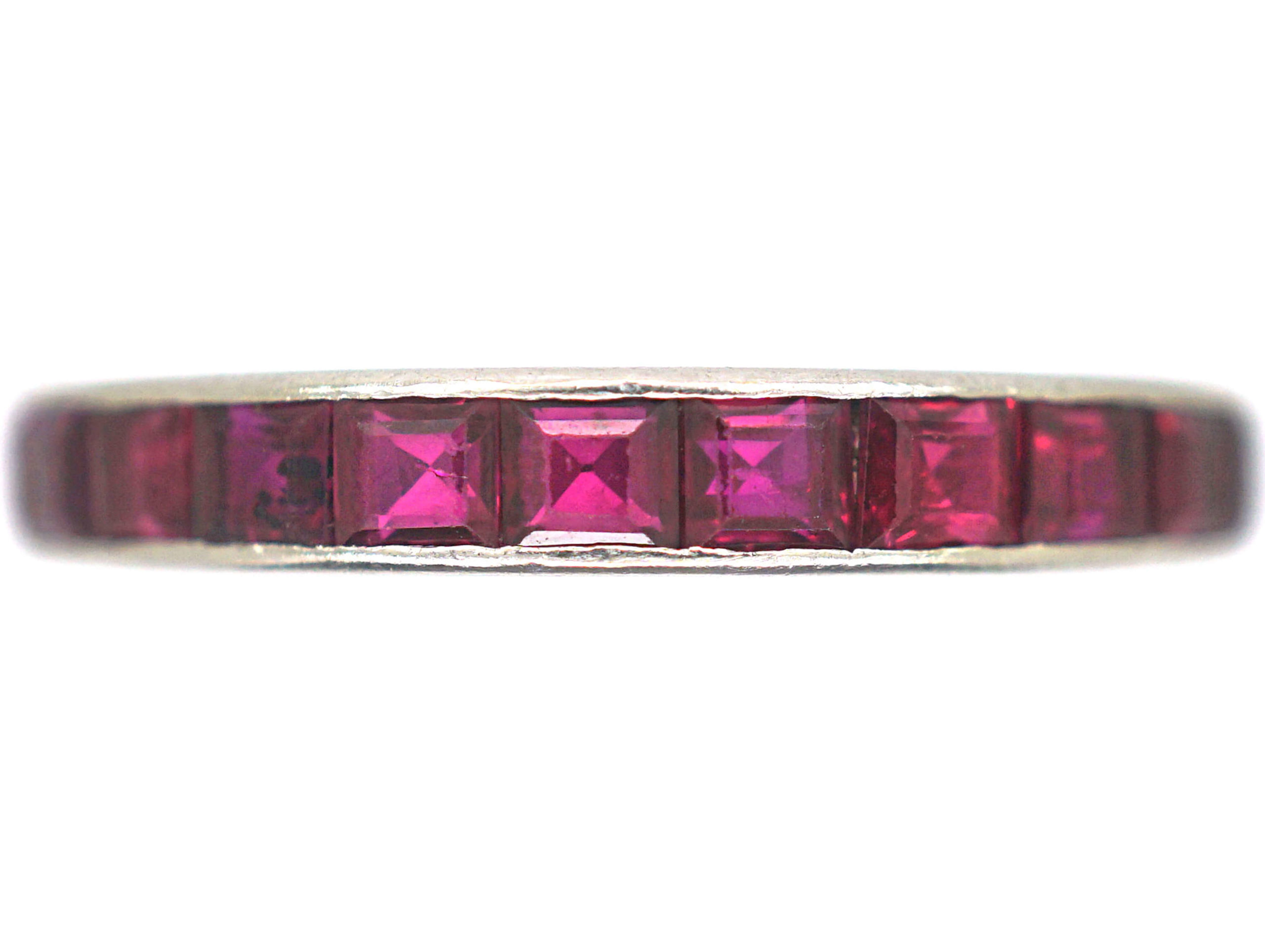 Art Deco 18ct White Gold & Ruby Eternity Ring (584P) | The Antique ...