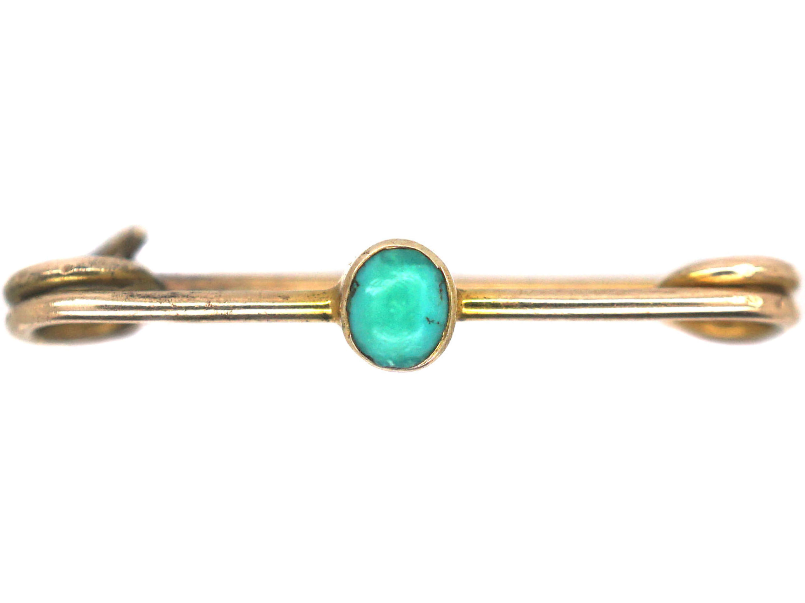 Edwardian Tiny 9ct Gold & Turquoise Stock Pin by Murrle Bennett ...