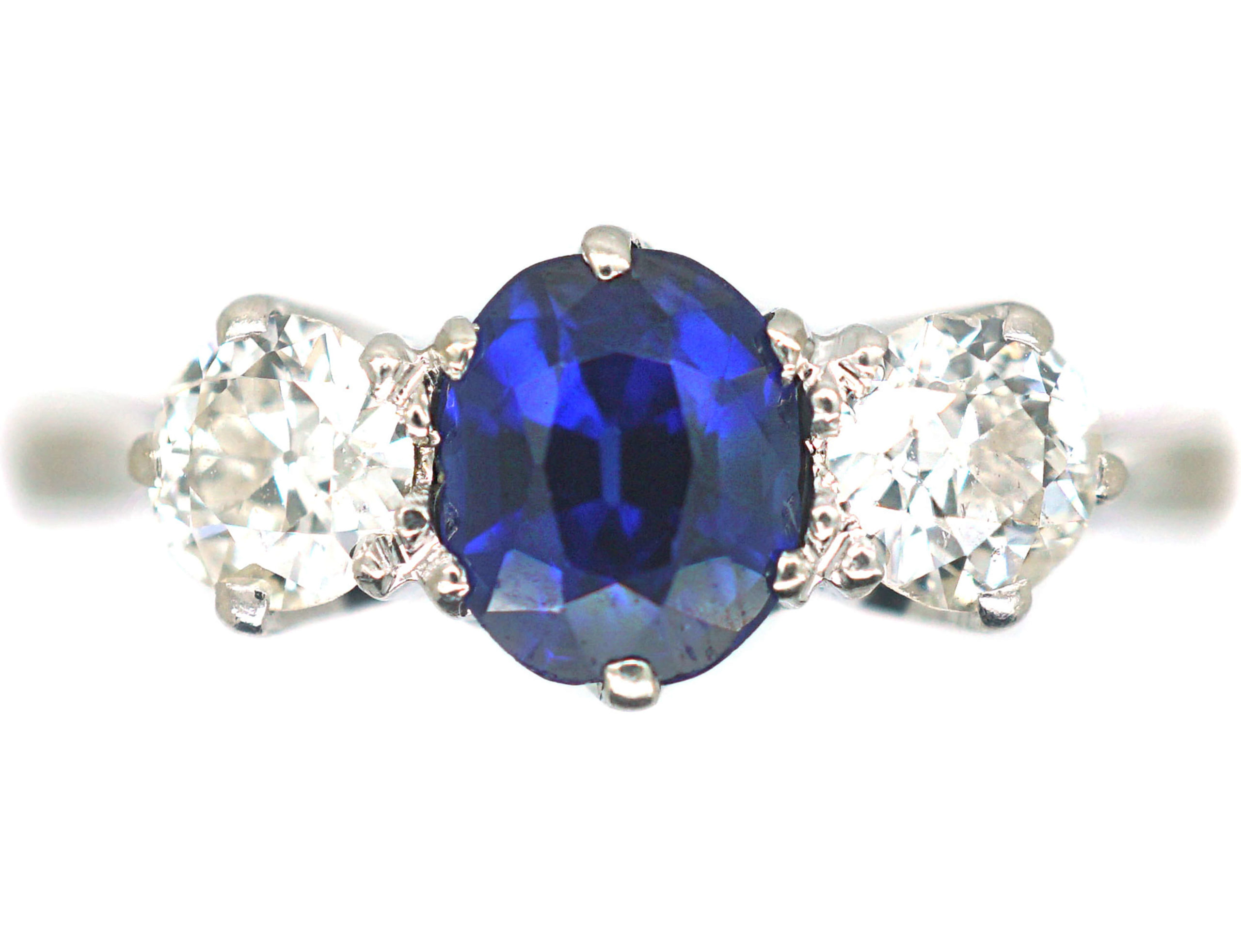 Platinum, Sapphire & Diamond Three Stone Ring (712P) | The Antique ...