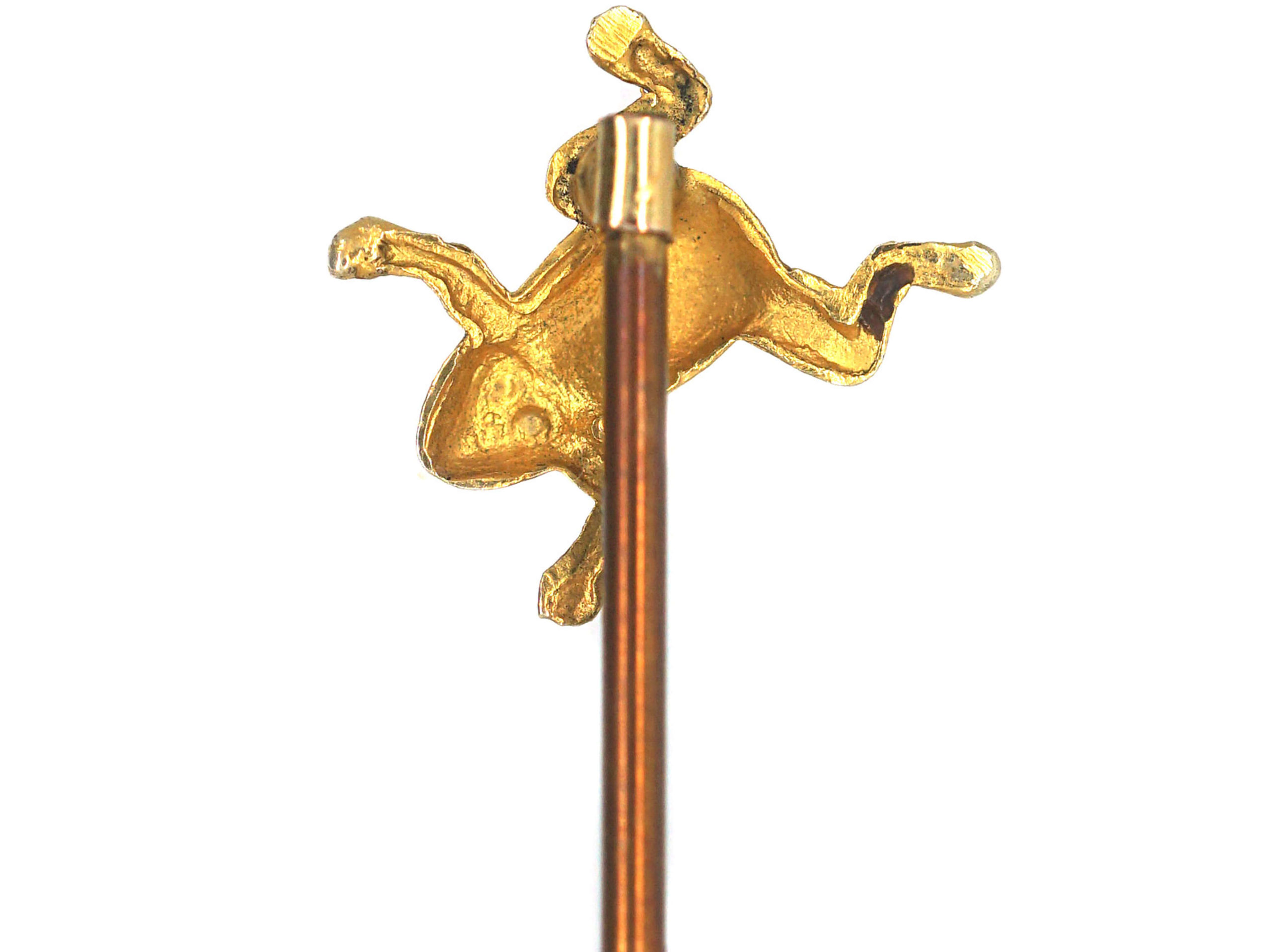 Edwardian 15ct Gold Frog Tie Pin with Green Garnet Eyes (491P) | The ...