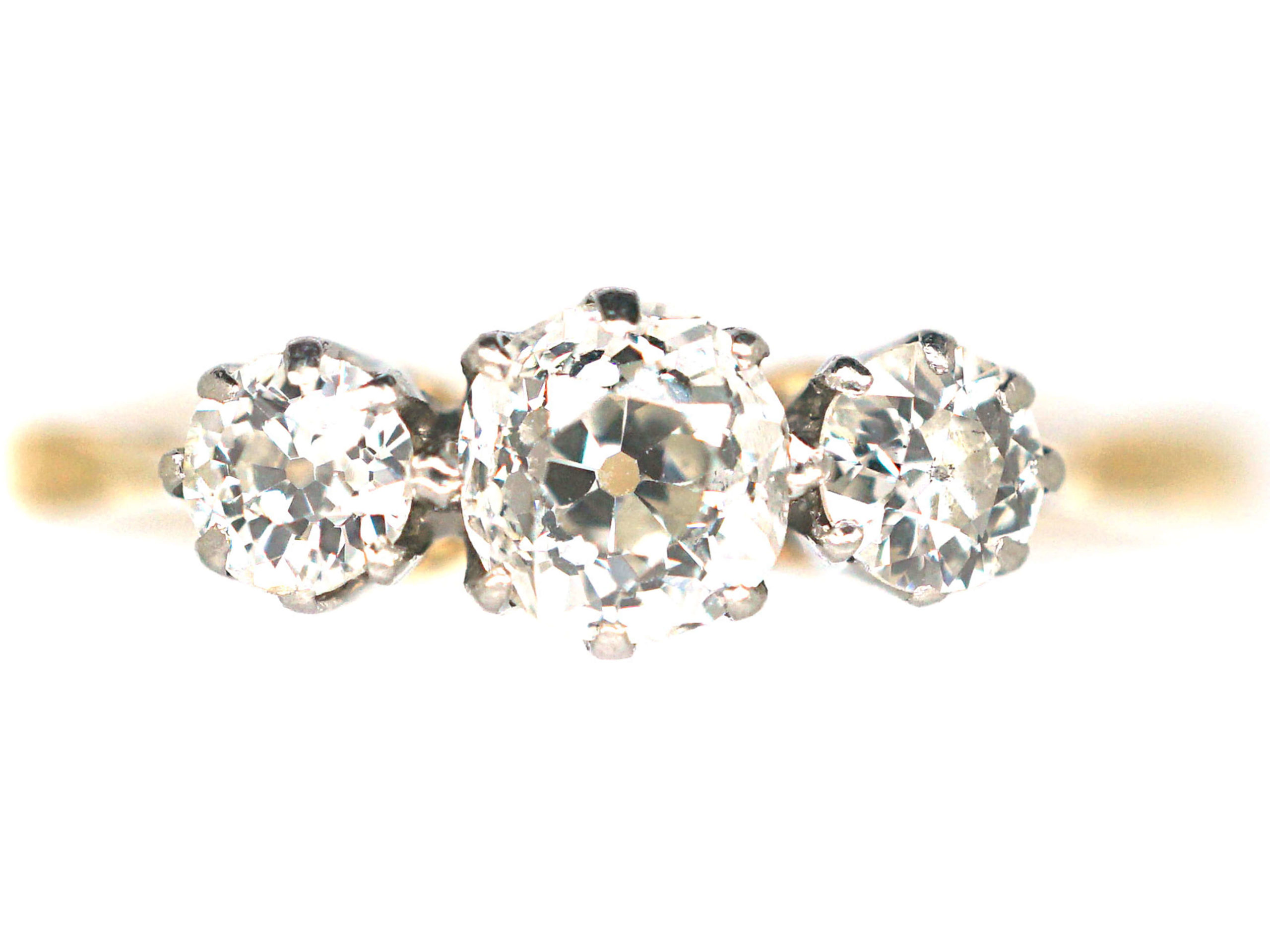 18ct Gold & Platinum, Three Stone Diamond Ring (715P) | The Antique ...