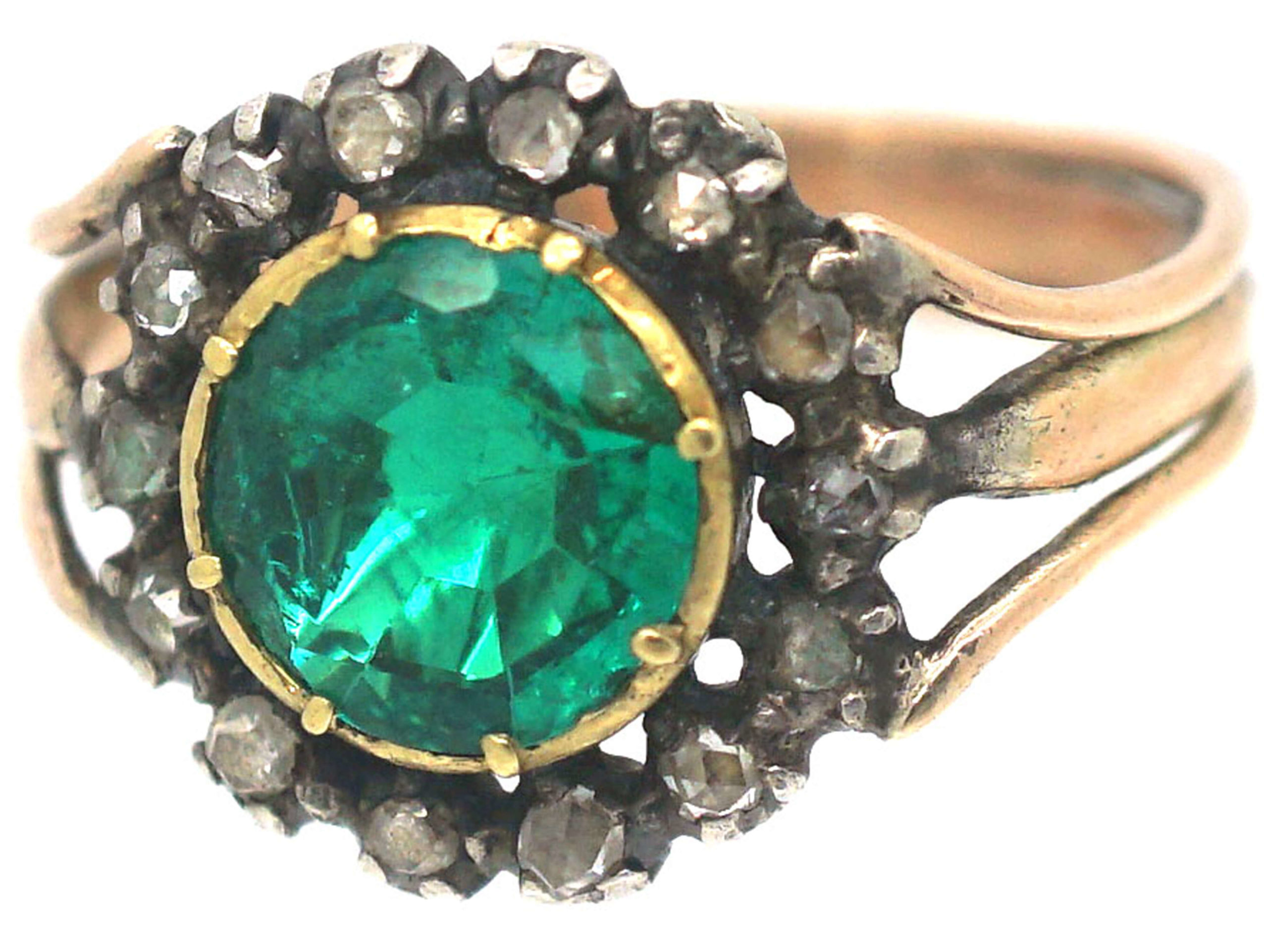 Georgian Emerald & Rose Cut Diamond Cluster Ring (459P) | The Antique ... Georgian Emerald & Rose Cut Diamond Cluster Ring (459P) | The Antique ...