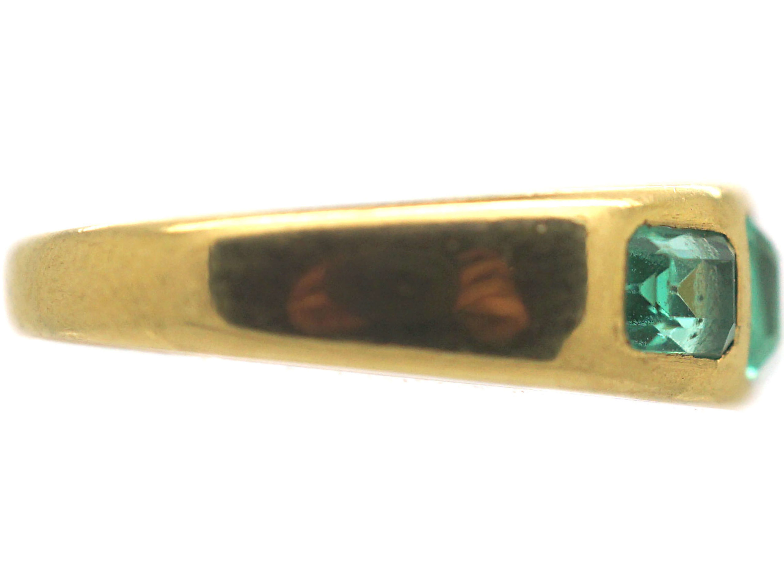 Victorian 18ct Gold, Three Stone Emerald Rub Over Set Ring (726P) | The ...