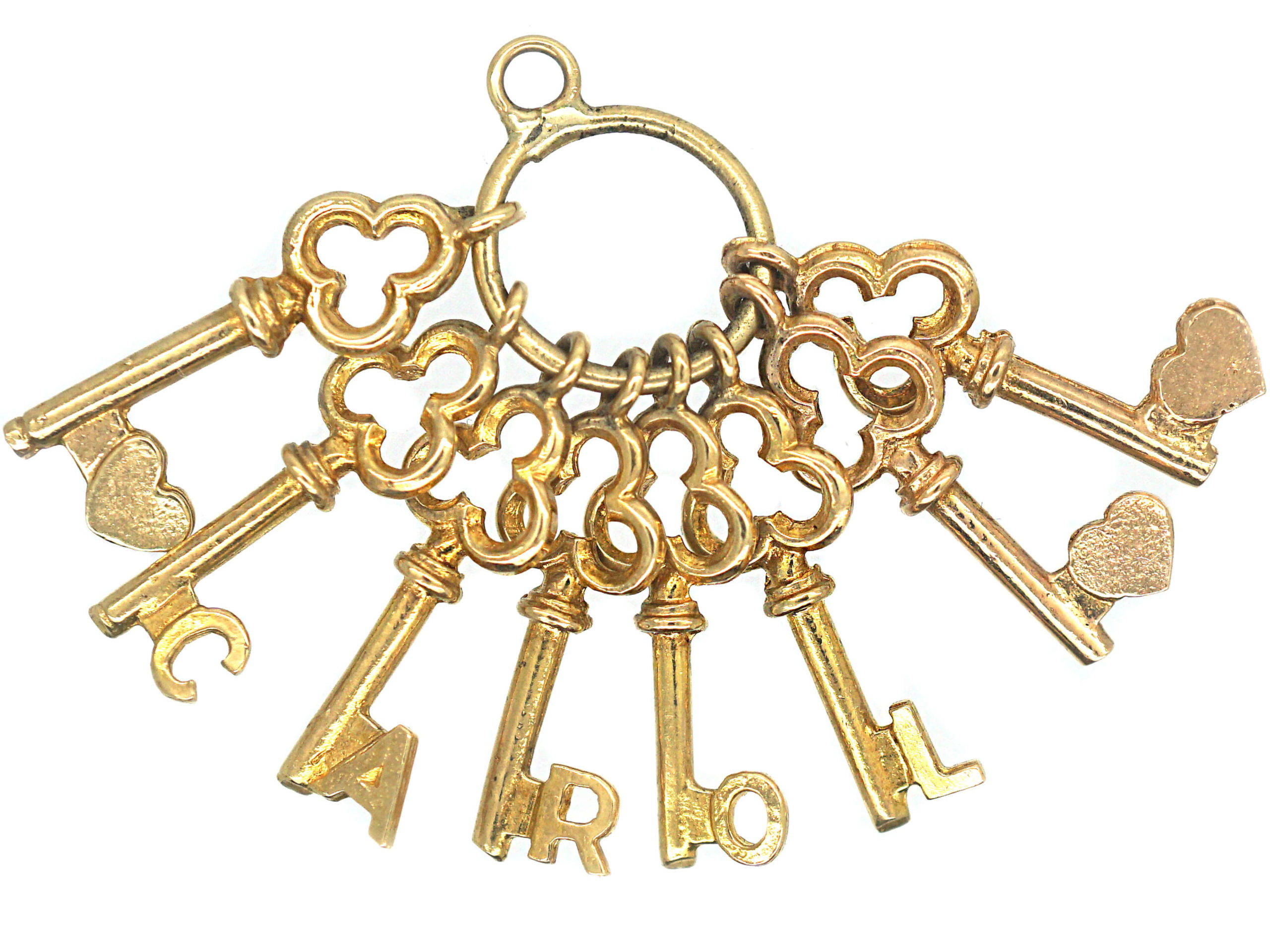 9ct Gold Keys Pendant Spelling Carol (519P) | The Antique Jewellery Company