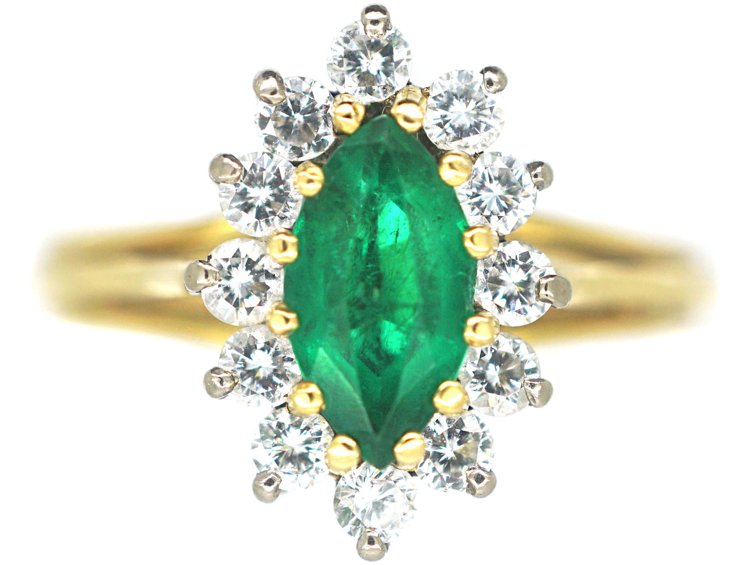 18t White & Yellow Gold Emerald & Diamond Marquise Ring (340P) | The ... 18t White & Yellow Gold Emerald & Diamond Marquise Ring (340P) | The ...