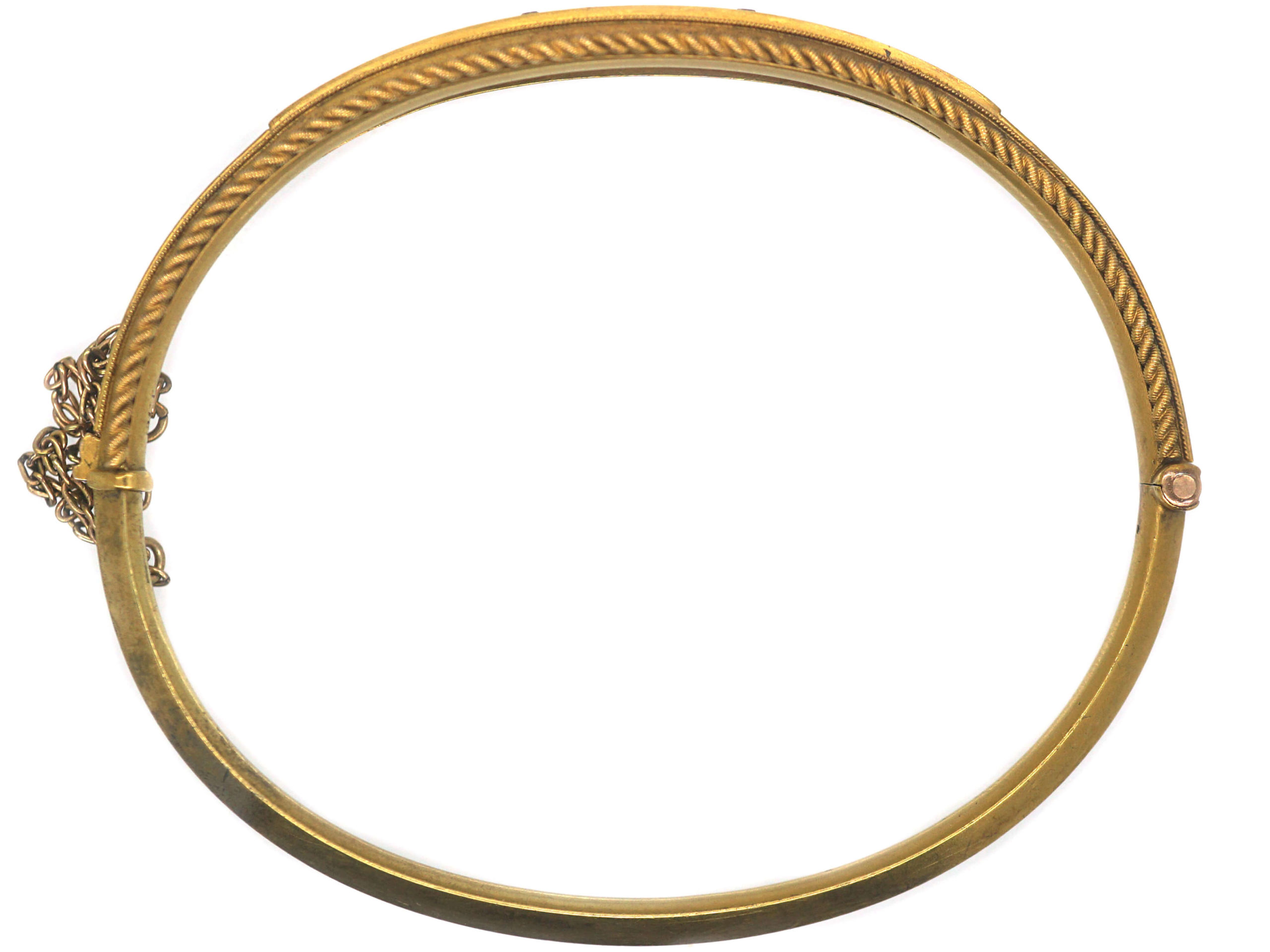 Edwardian 15ct Gold, Green Garnet & Diamond Bangle (721P) | The Antique ...